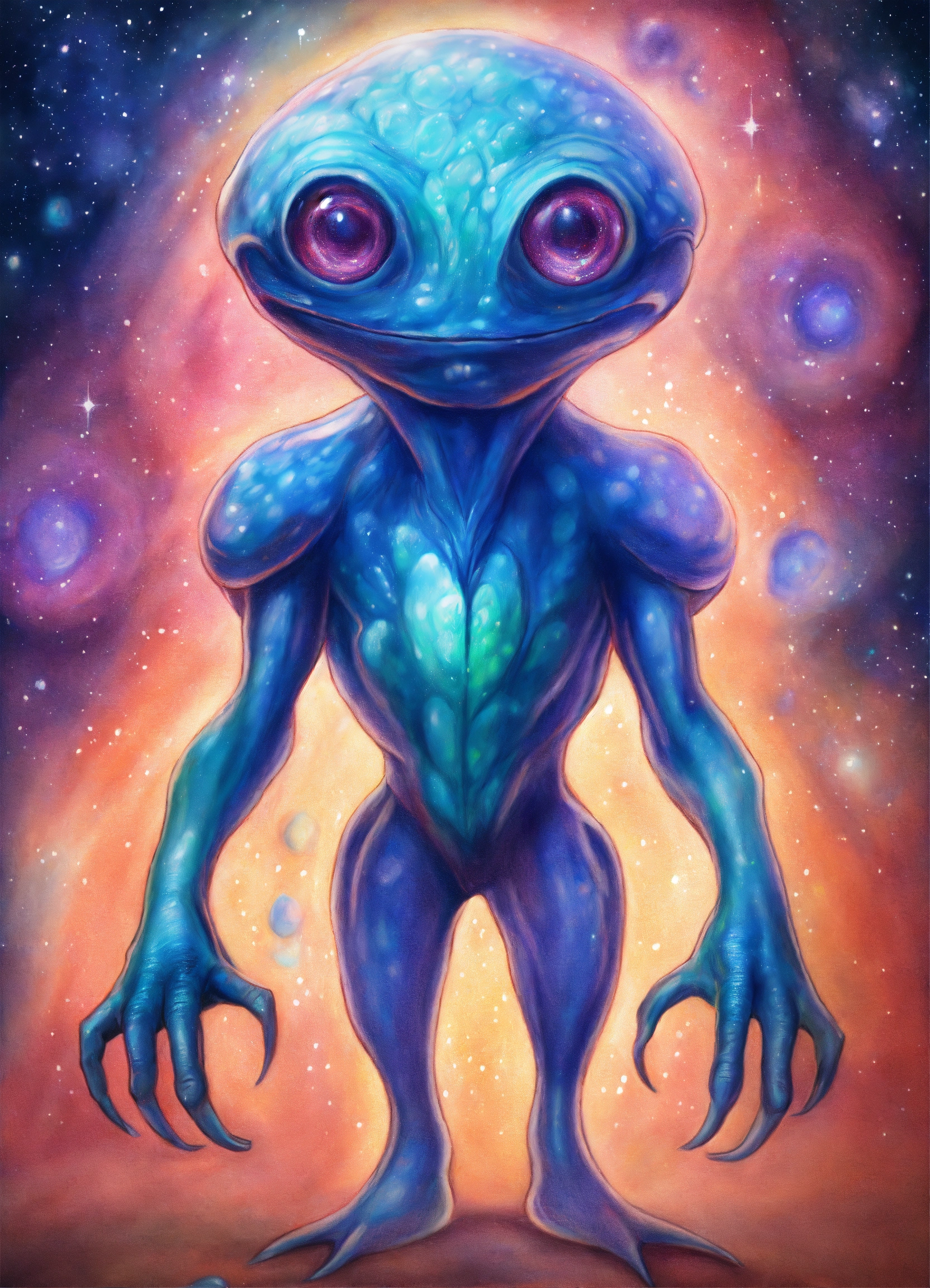 Lexica - Realistic colored pencil drawing full body view of a friendly ...