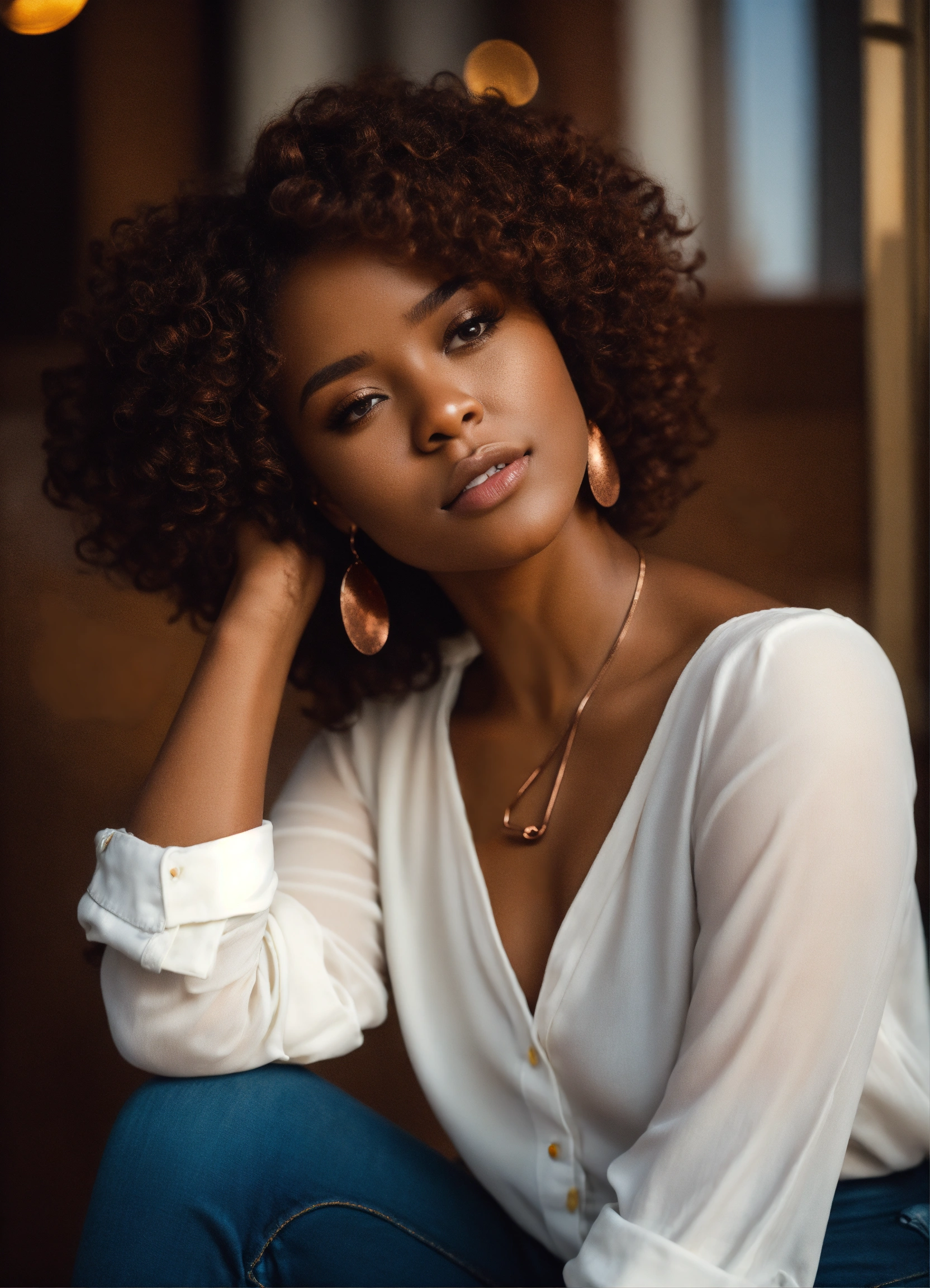 Lexica - A stunning, African American young adult female with bob hair ...