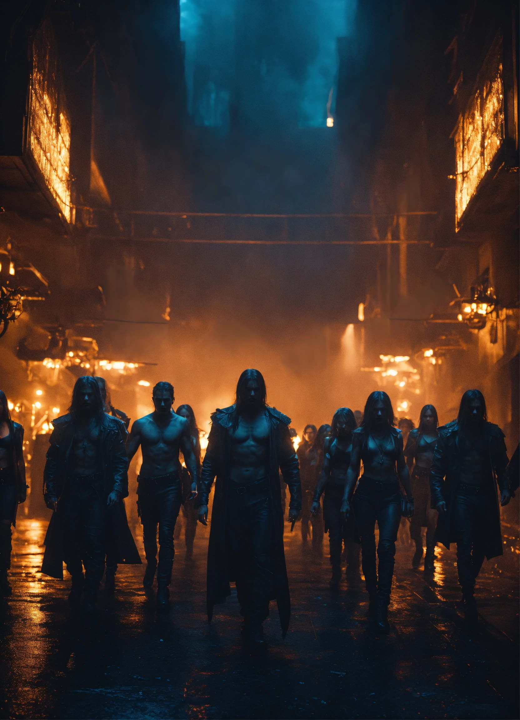 Lexica - Big group of bad angels, dark scene, cinematic, 8k, bluer.