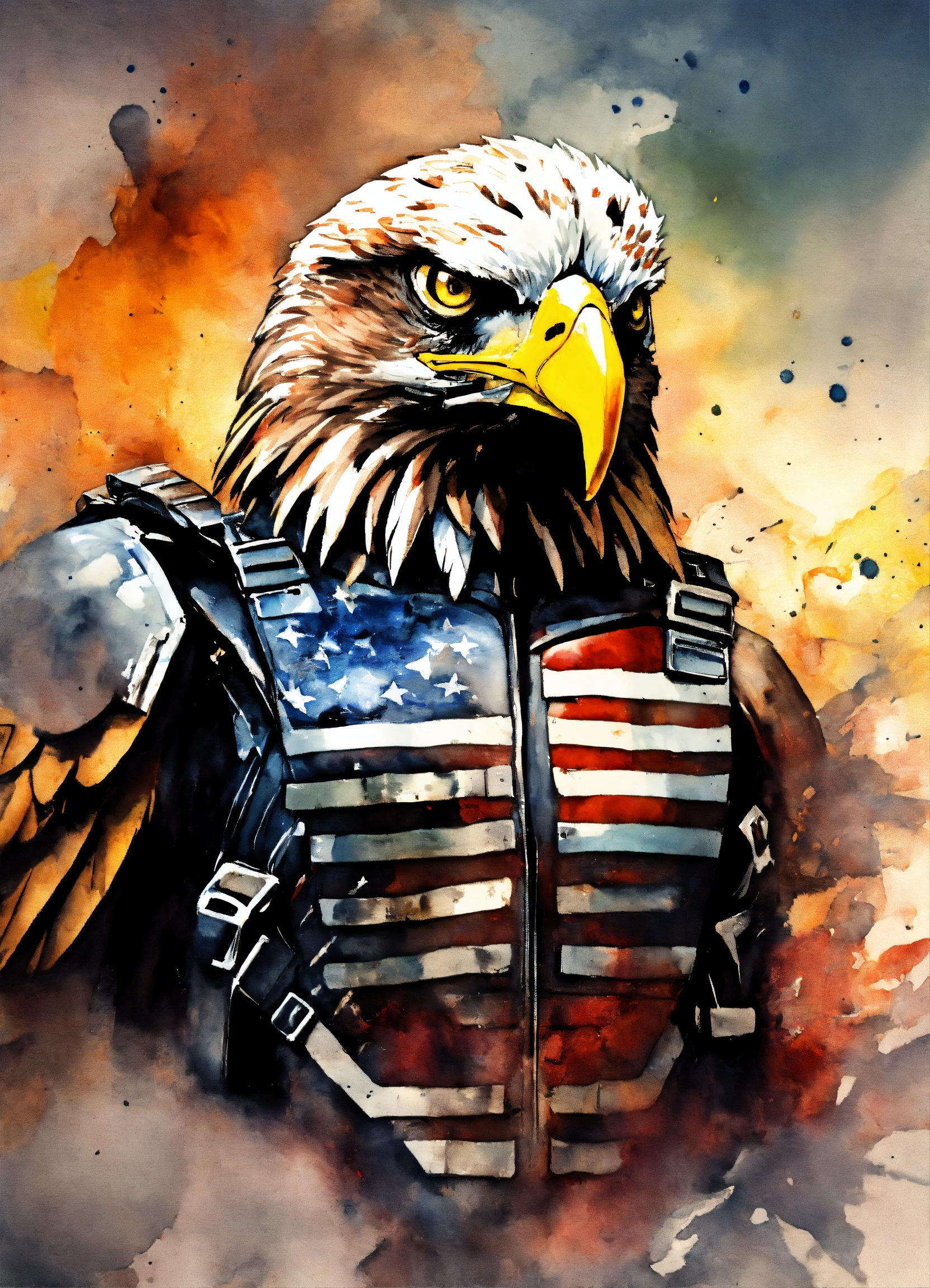 Lexica - Agressive American eagle in terminator costume ultra 3d dirty ...