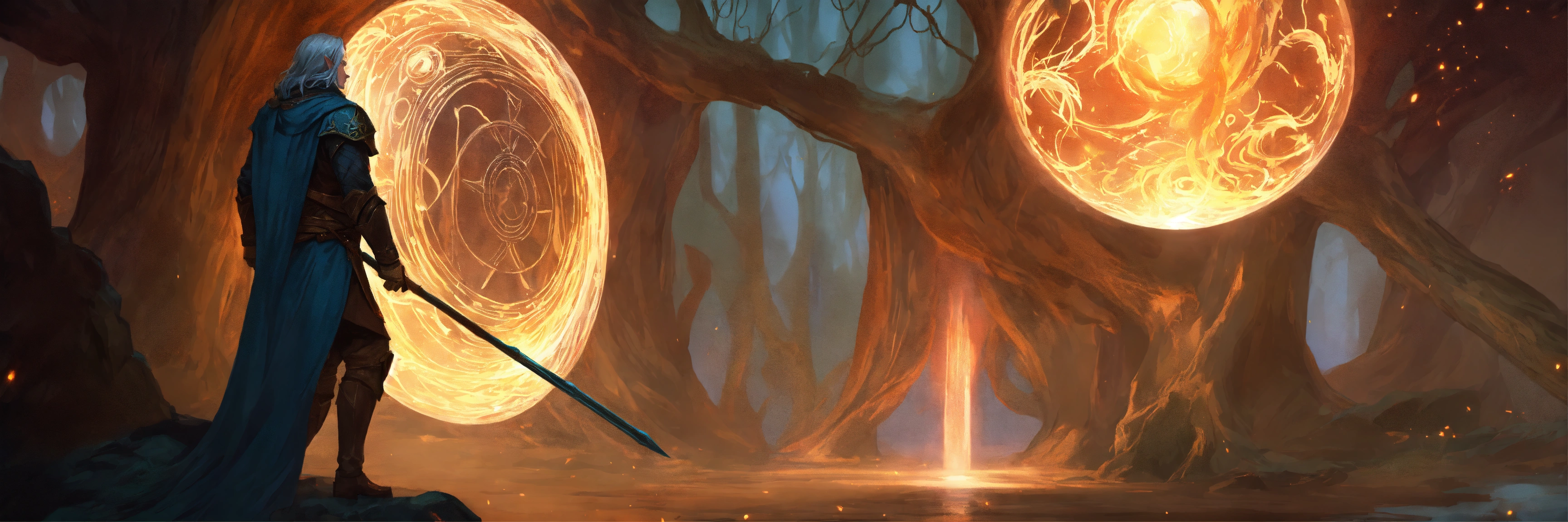 Lexica - Create a elder elf god in a heroic pose, holding a staff, back ...