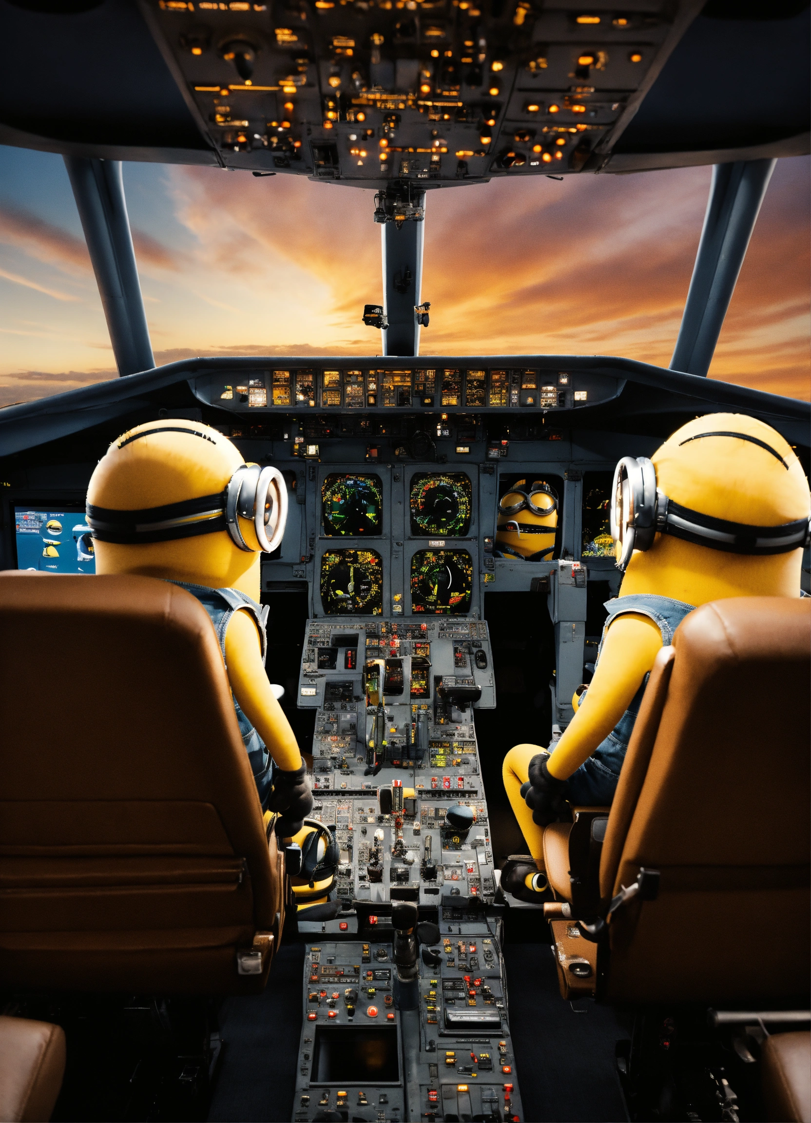 Lexica - Laughing minions in the cockpit of an aircraft