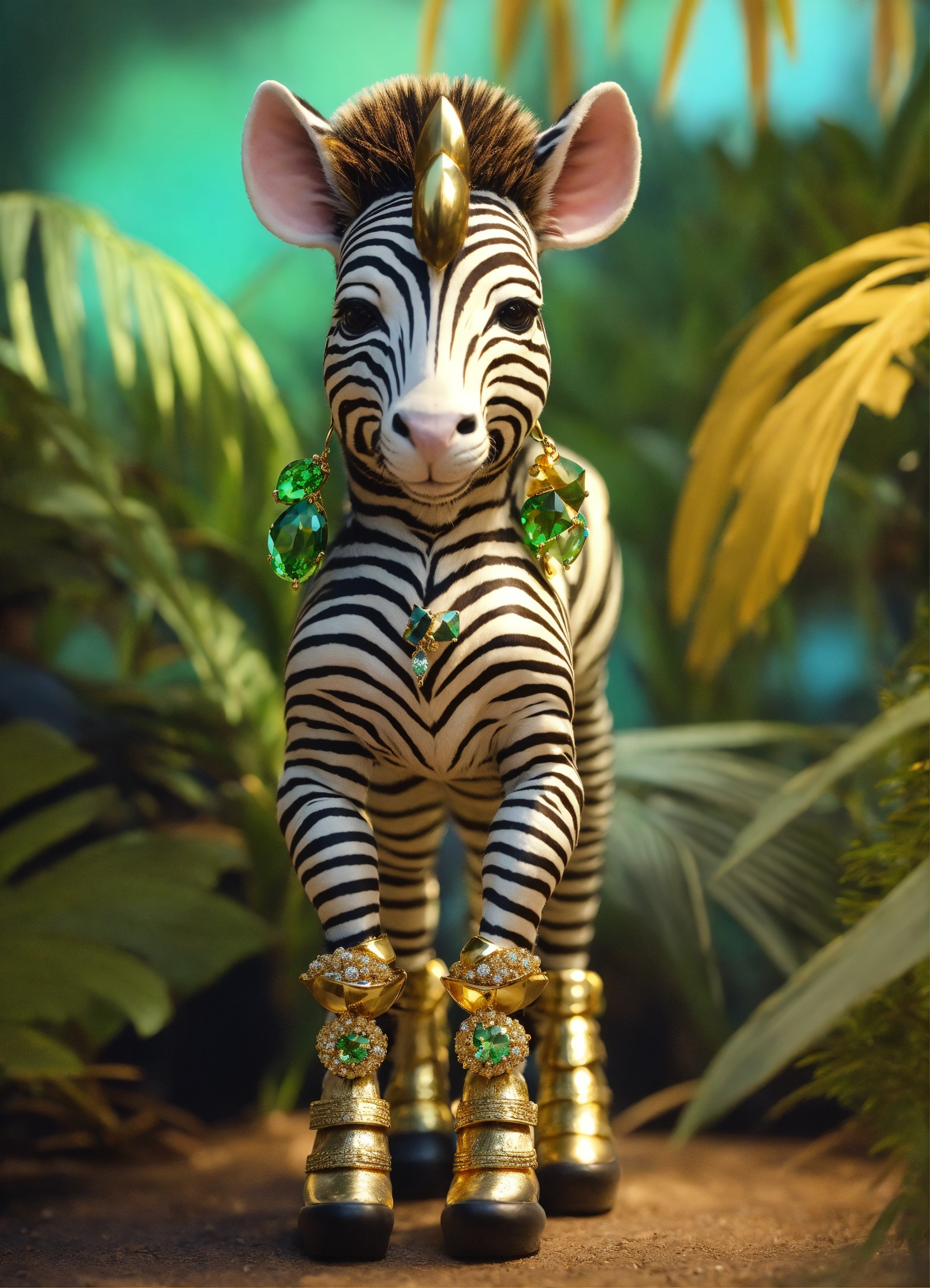 Lexica - Furry Zebra boy, bipedal, cute, jewelry, gold, gems, tropical ...