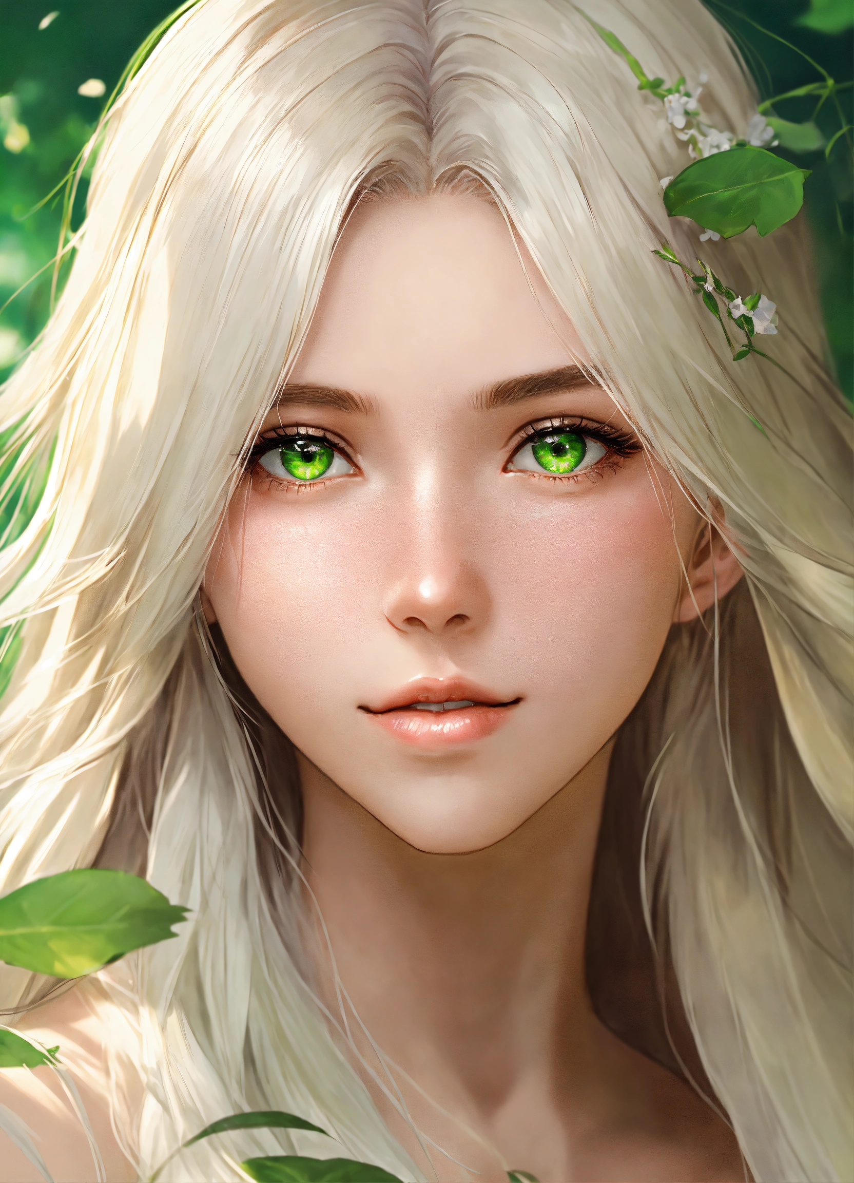 Lexica - Woman 18 years old. white long straight hair. Beautiful face. soft facial features ...