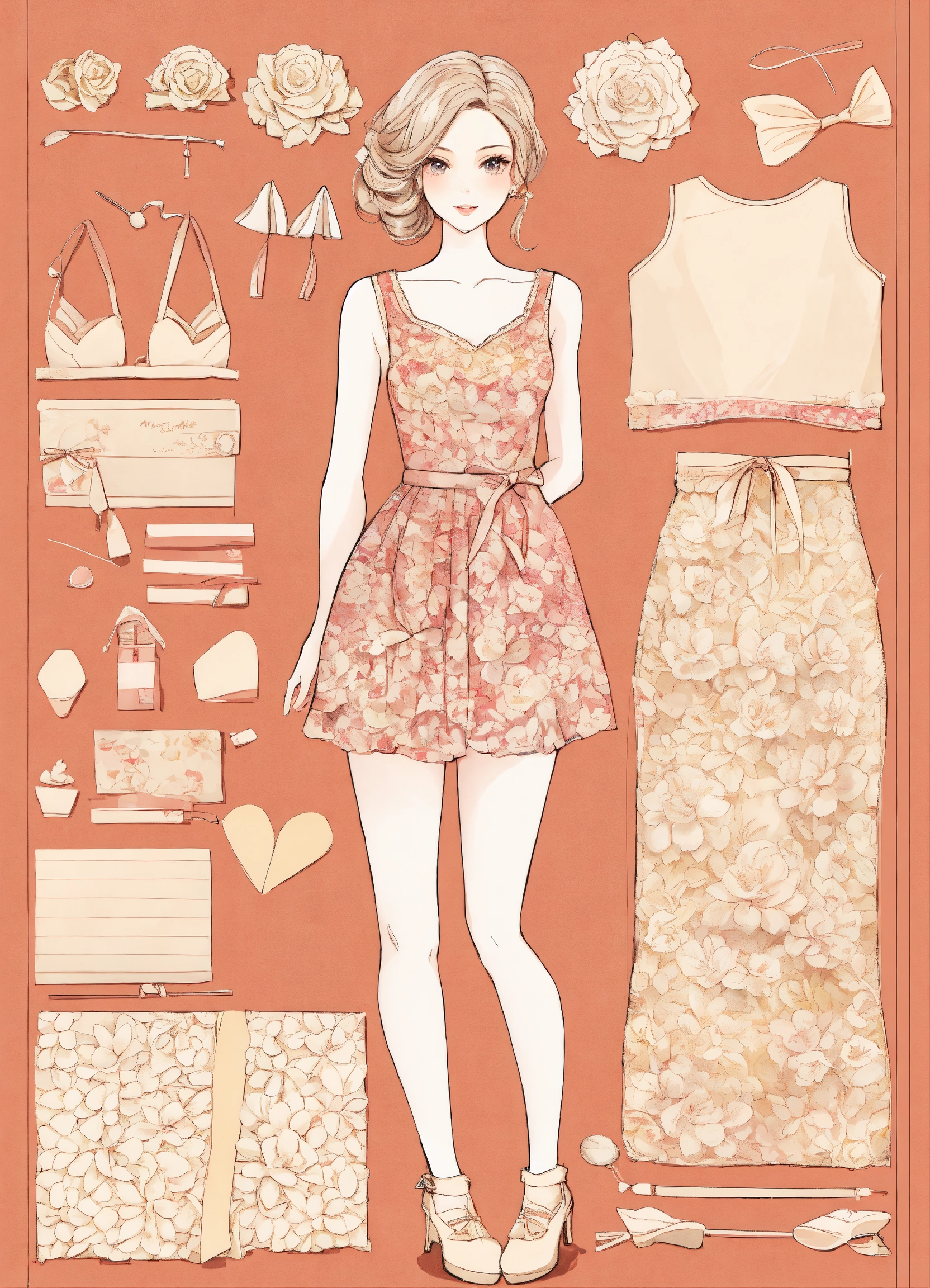 Lexica - Paper doll style, beautiful girl, full body, detailed