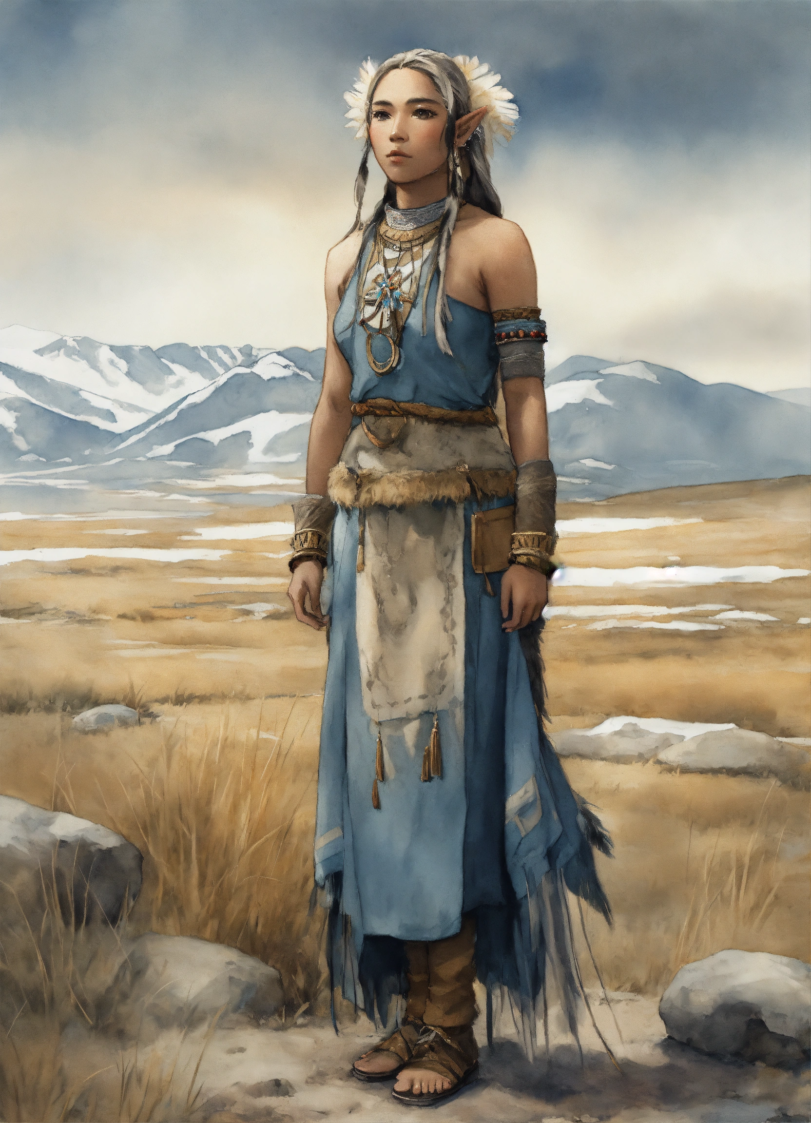 Lexica - Full body illustration of an elf inuit woman, beautiful ...