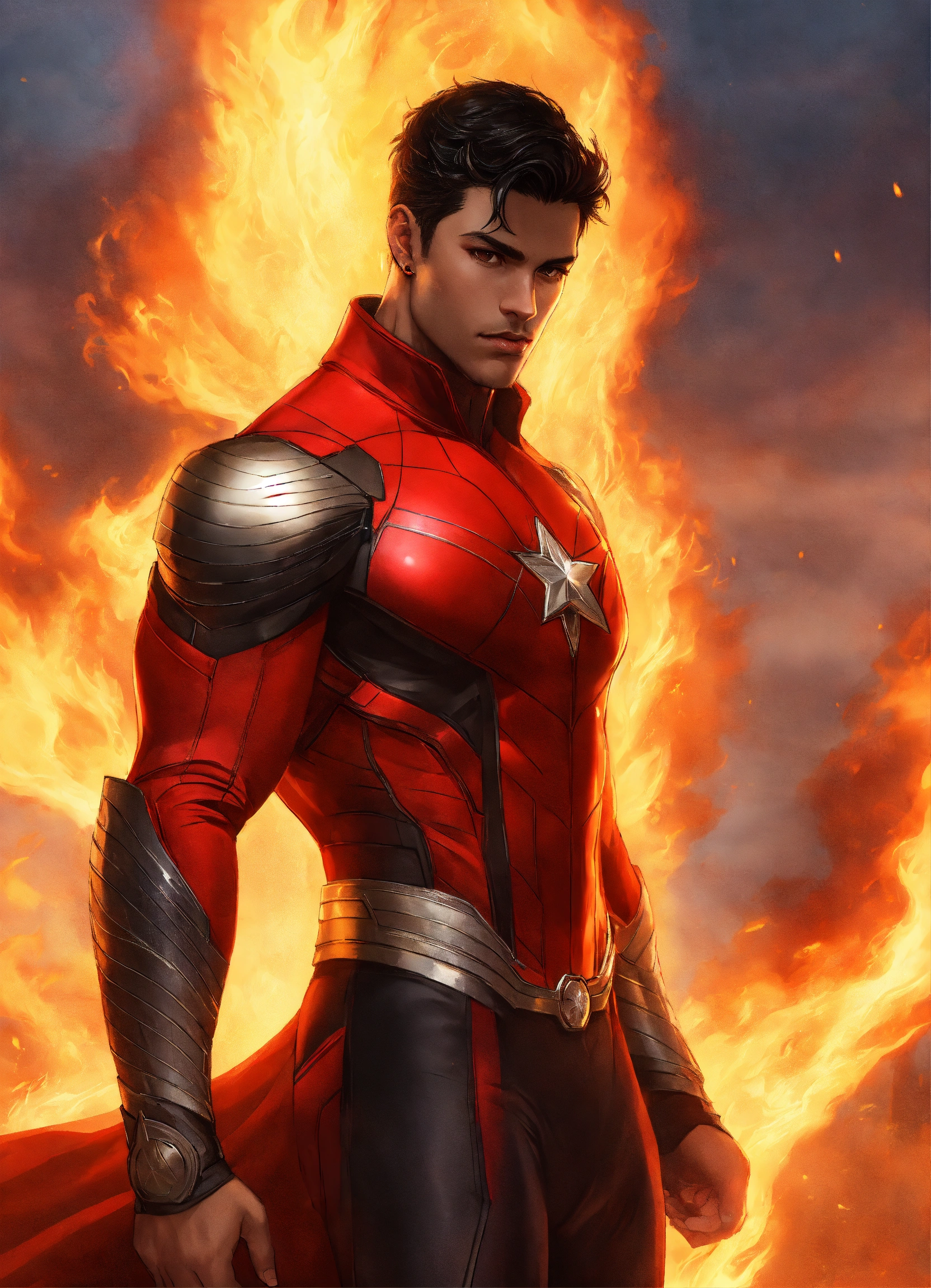 Lexica - Piercing brown eyes, marvel, highly detailed, red sleek ...