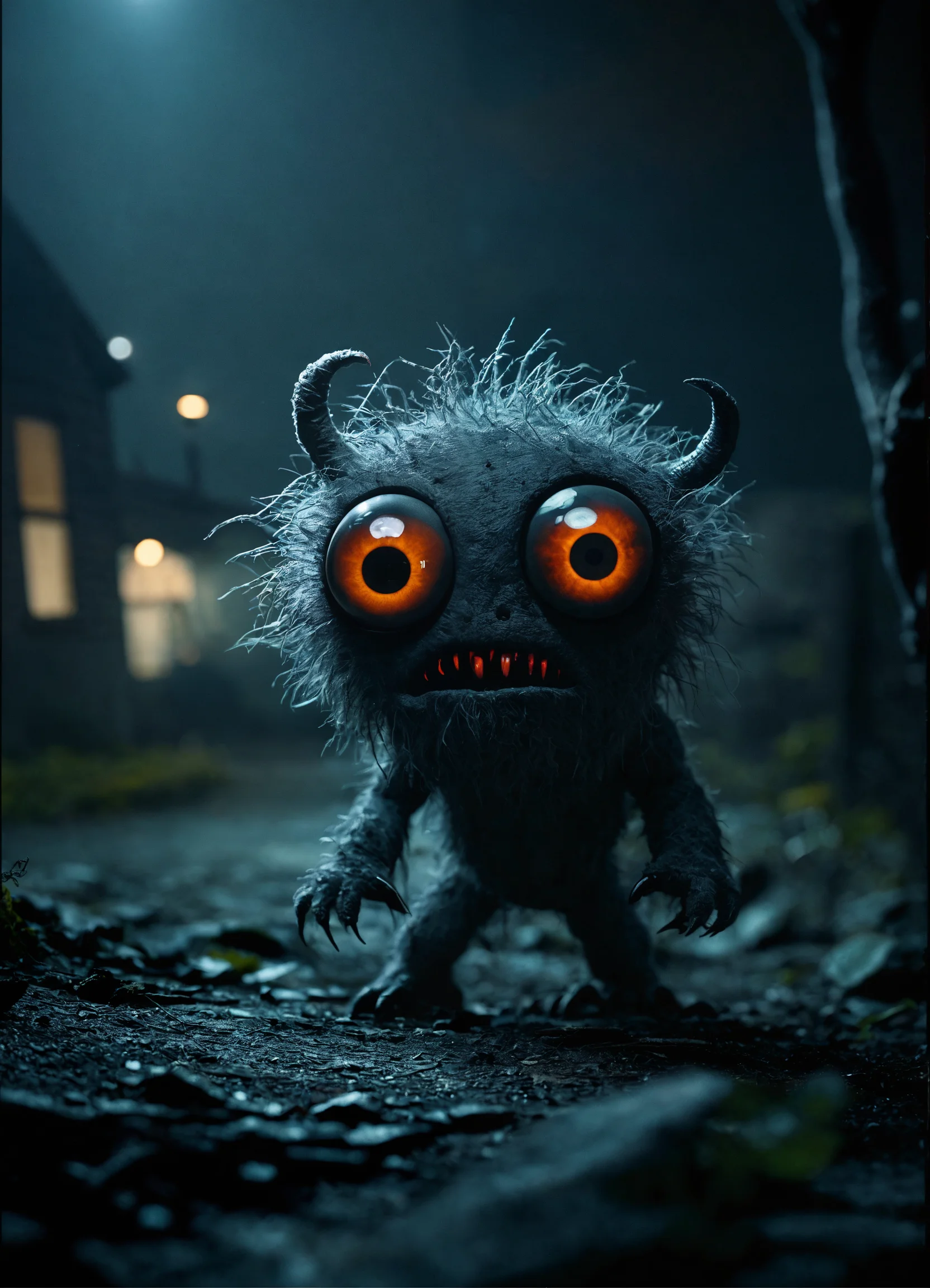 Lexica - Very cute, realistic grey monster whit many eyes standing in ...