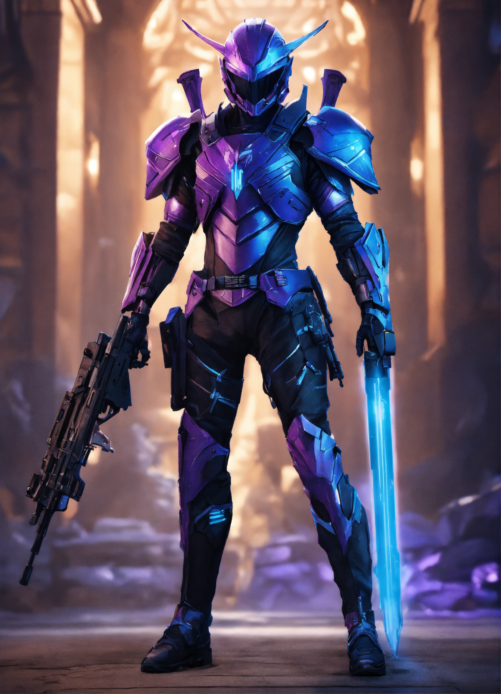 Lexica - Full body of a high elf sci fi soldier wearing heavy sci fi ...