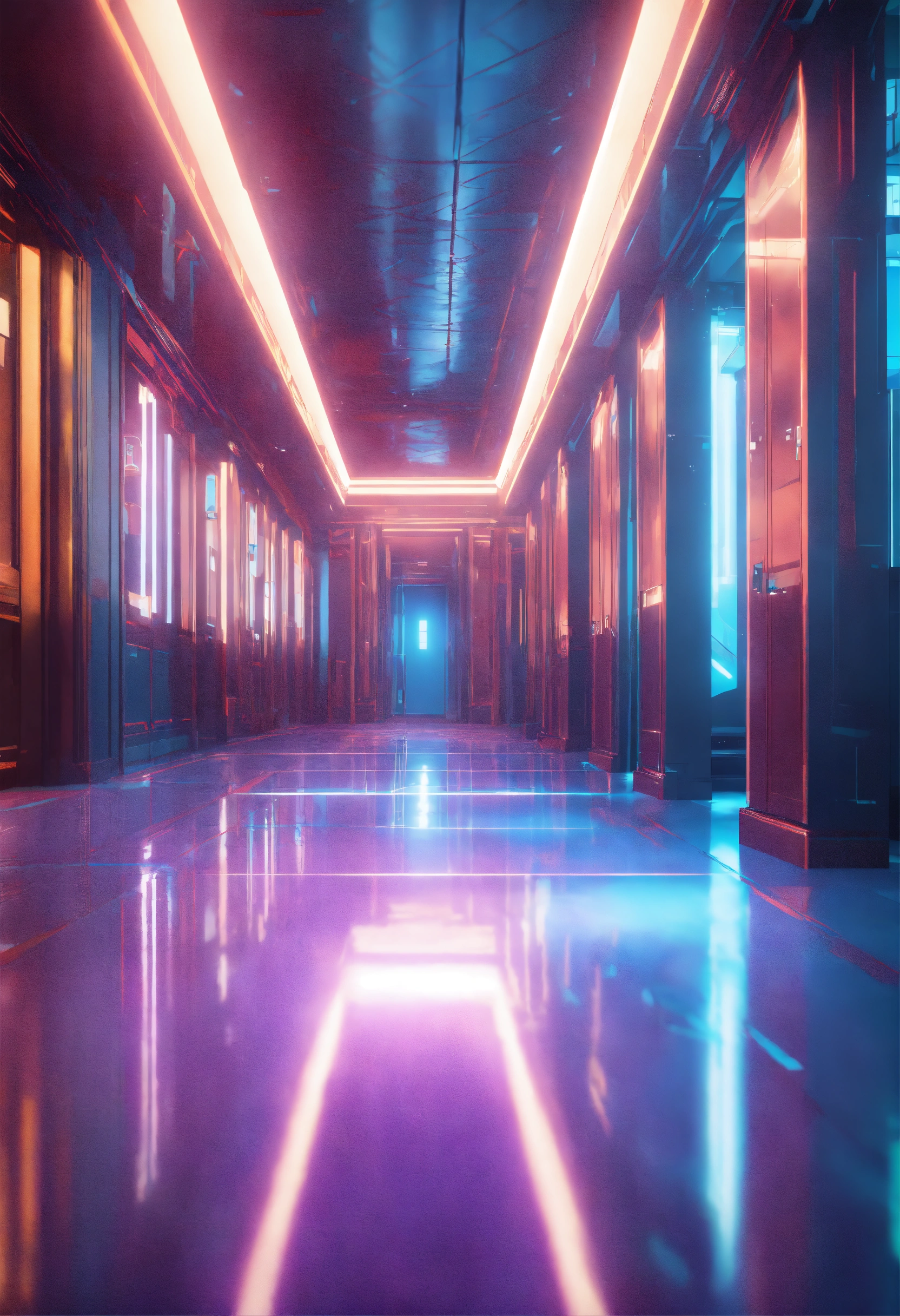 Lexica - Wide hallway of a building with shiny and elegant colors ...