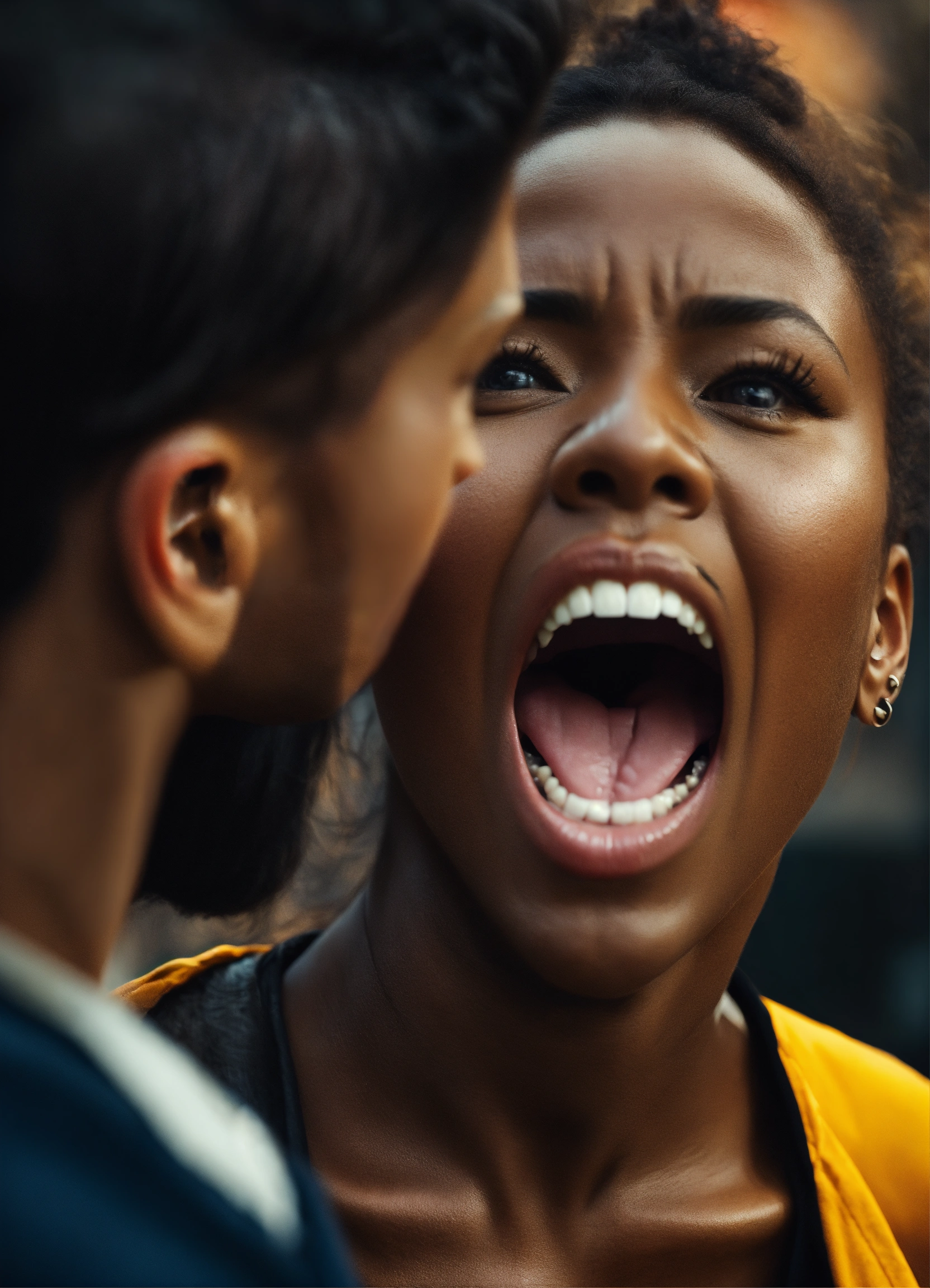 Lexica - Cinematic photo blackman woman screaming at man, realistic ...