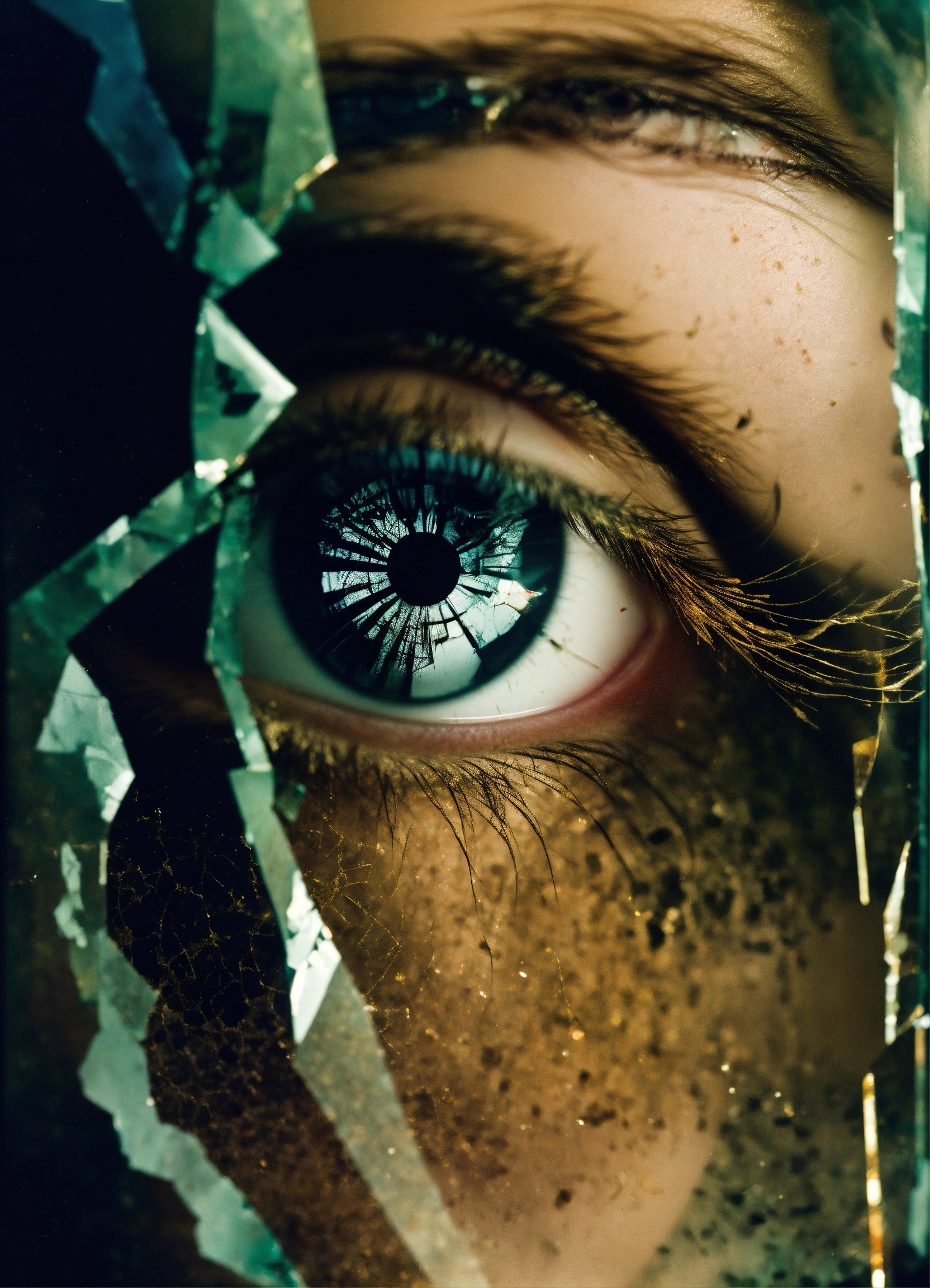 Lexica - Double Exposure photo, featuring eye, shattered mirror effect ...