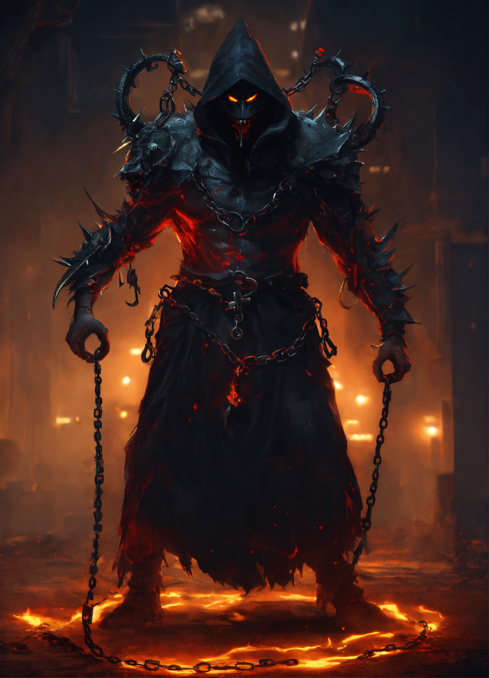 Lexica - A chain demon that wears an executioner mask, has long chains ...