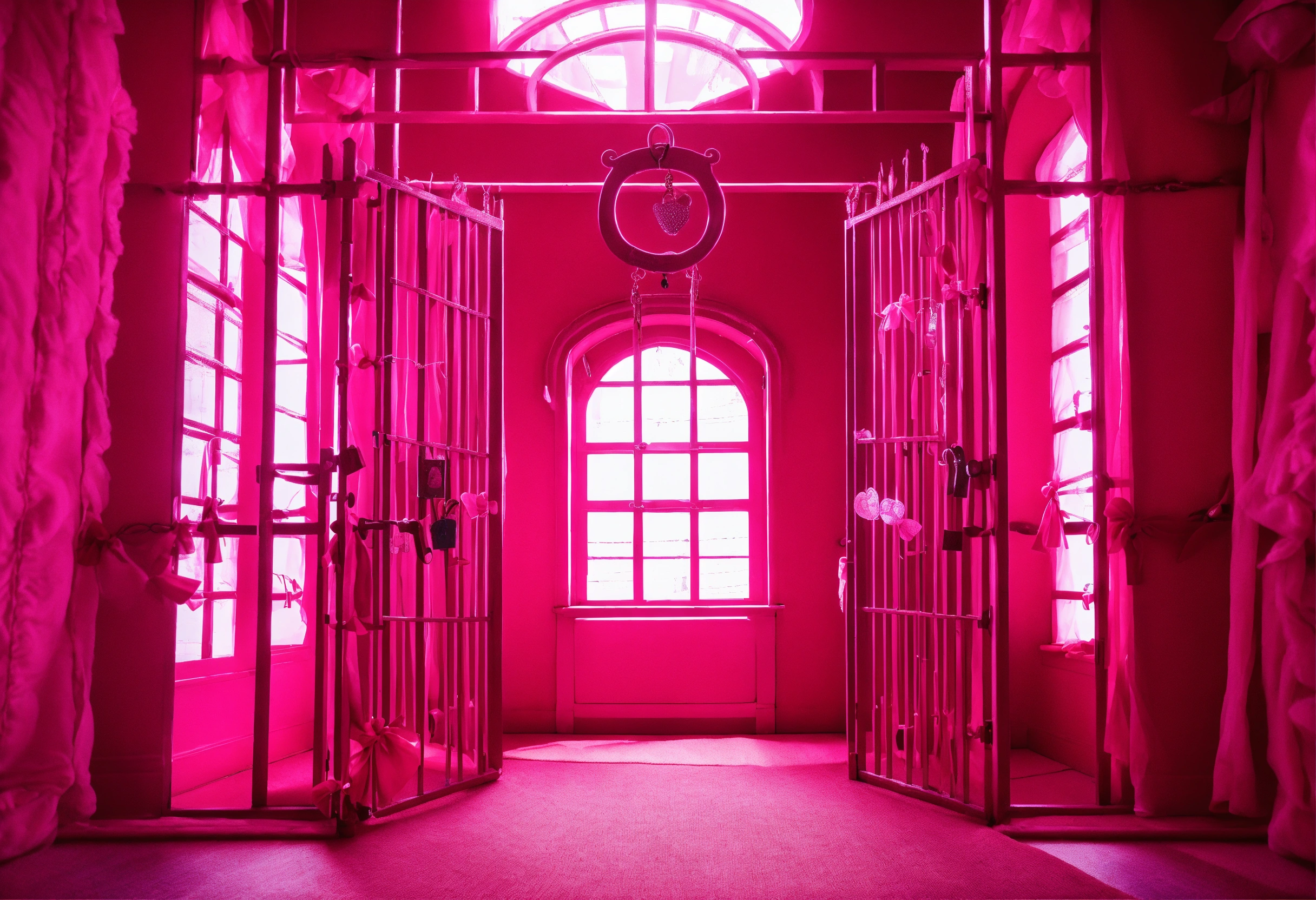 Lexica - Pink princess bedroom, bows, pillows, plush, over the top ...