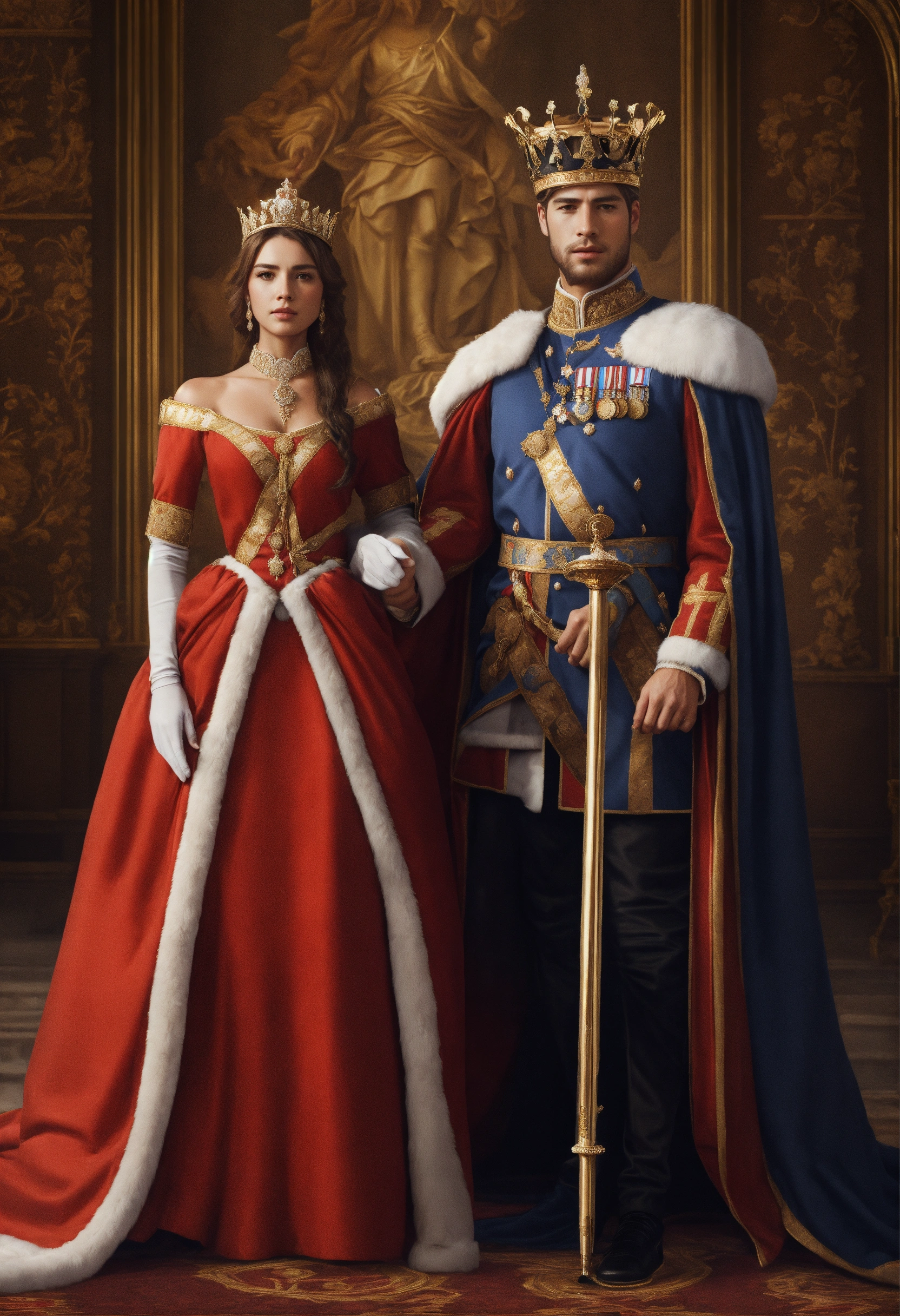 Lexica - King and queen, old times,realistic,4k,detailed, kingdom ...