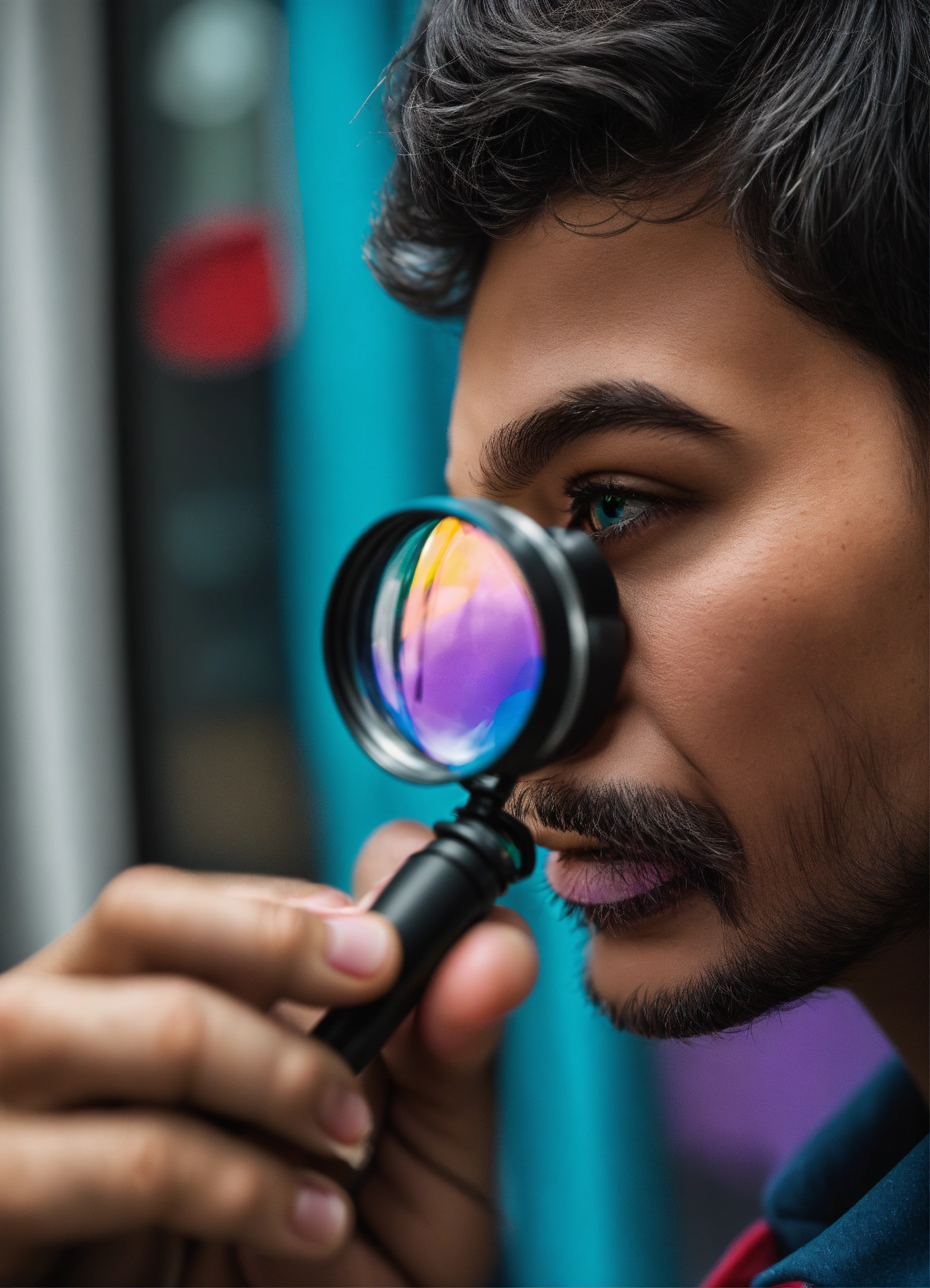 Lexica - "Seeing Through Color", individual holding a magnifying glass ...