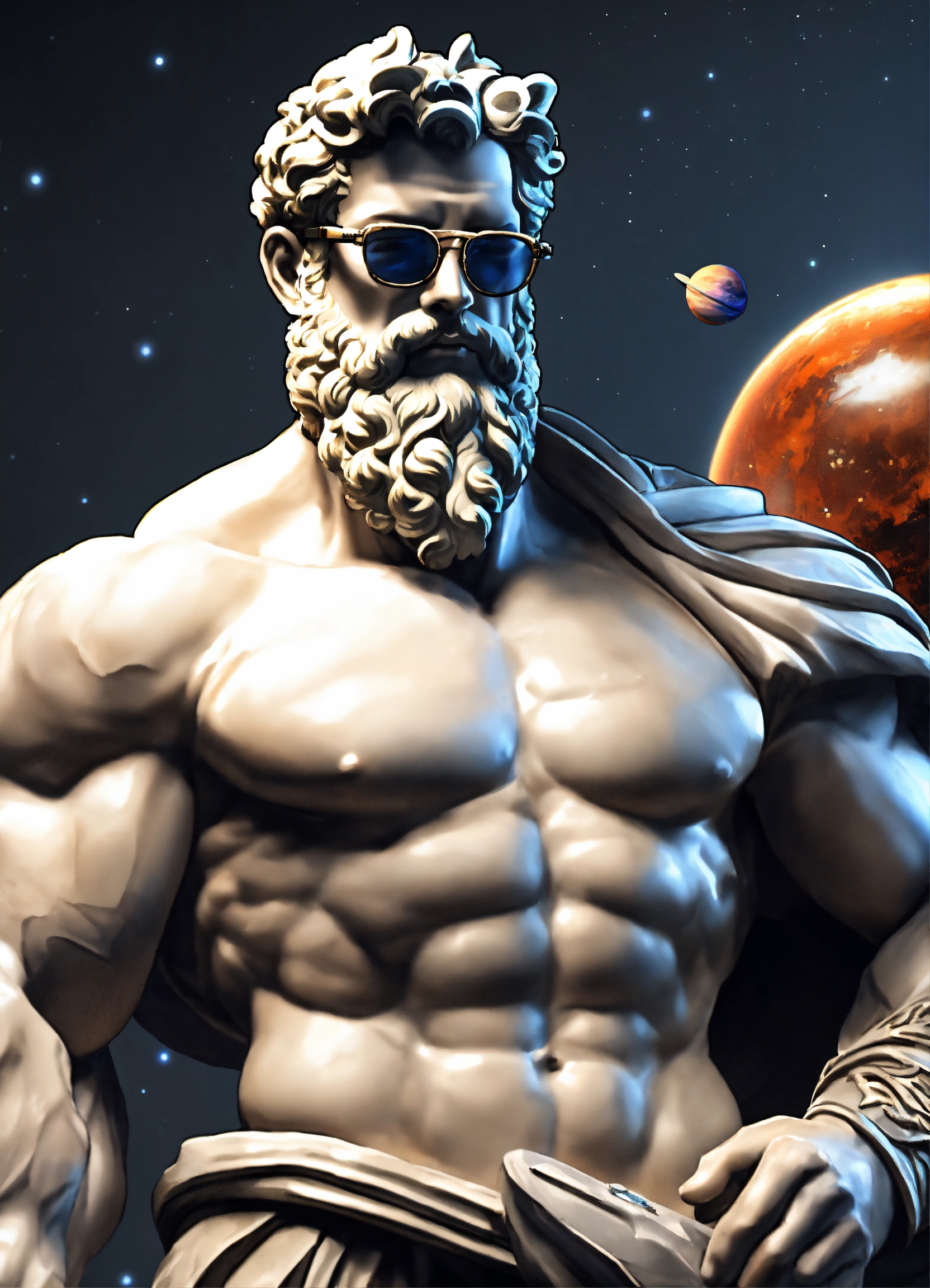 Lexica - The marble statue of Hercules in space wore tall designer ...