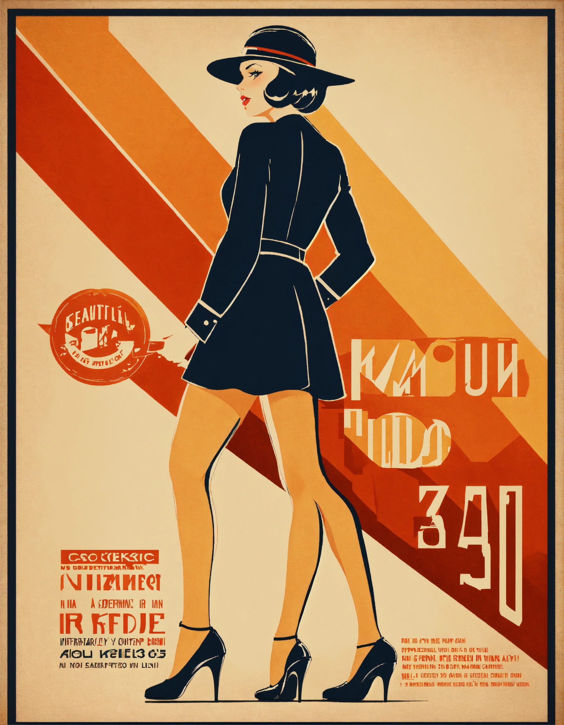 Lexica - Retro poster with a girl in the style of the 30s,advertising ...