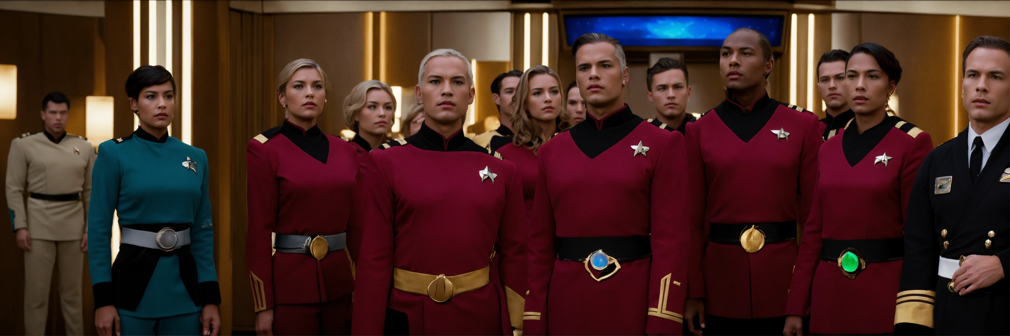 Lexica - Create an image depicting the crew of a Starfleet ship. The ...