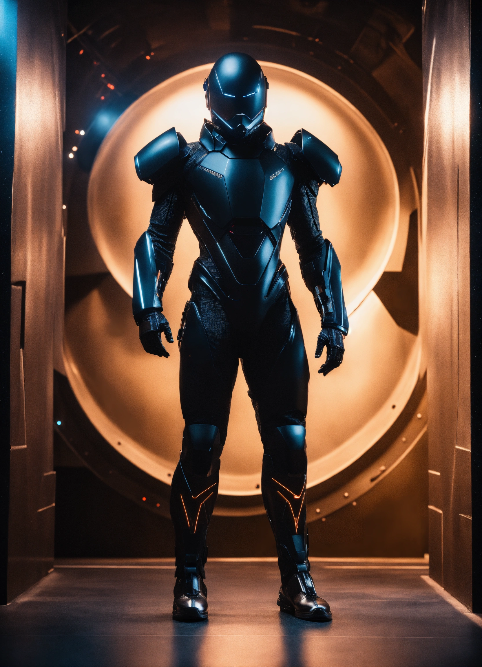 Lexica - An ultrarealistic photograph of a futuristic full body power ...