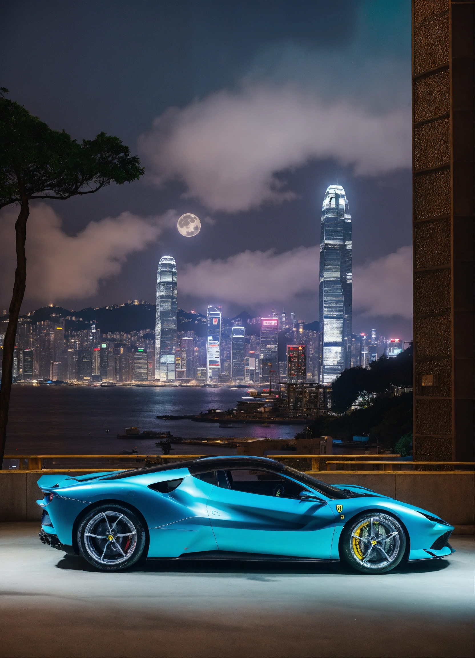 Lexica - 2023 Ferrari SF90 Stradale cyan, doors opened, metallic ...