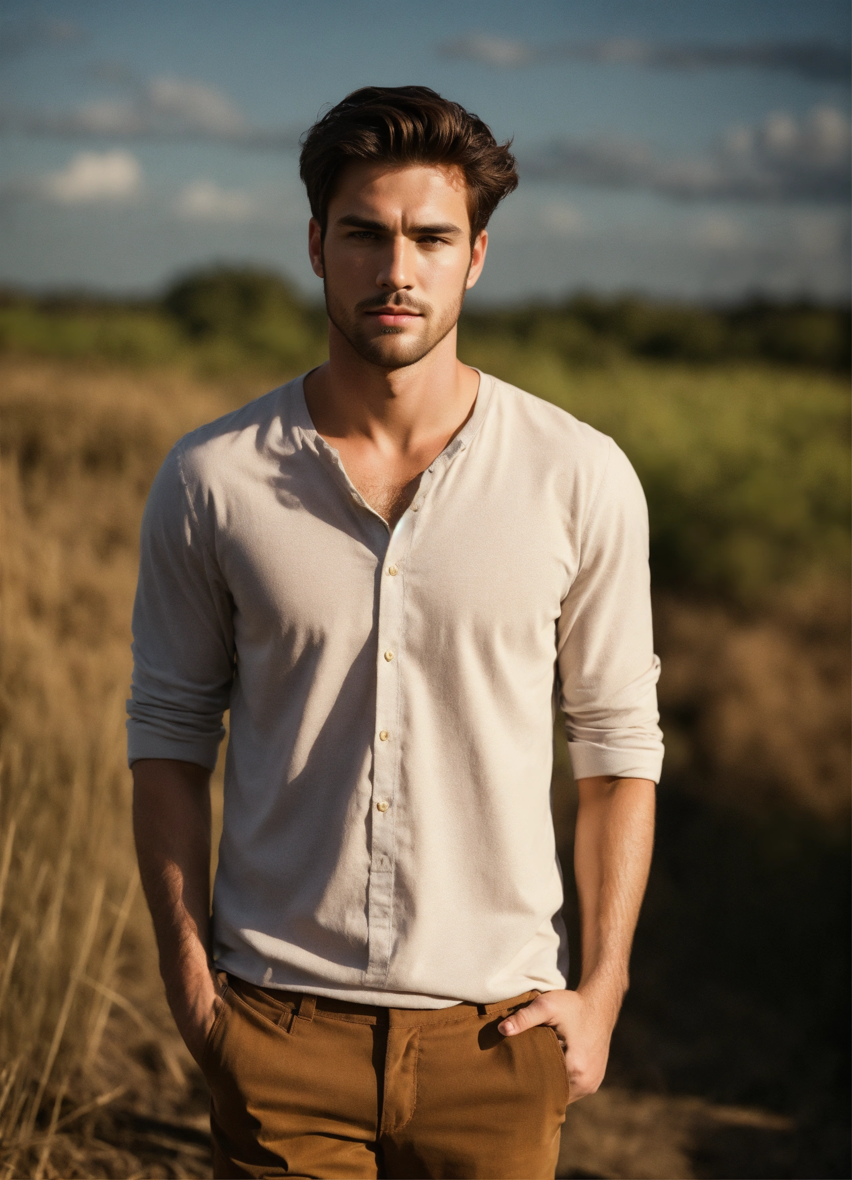 Lexica - A photo of a brown haired handsome man, standing straight ...