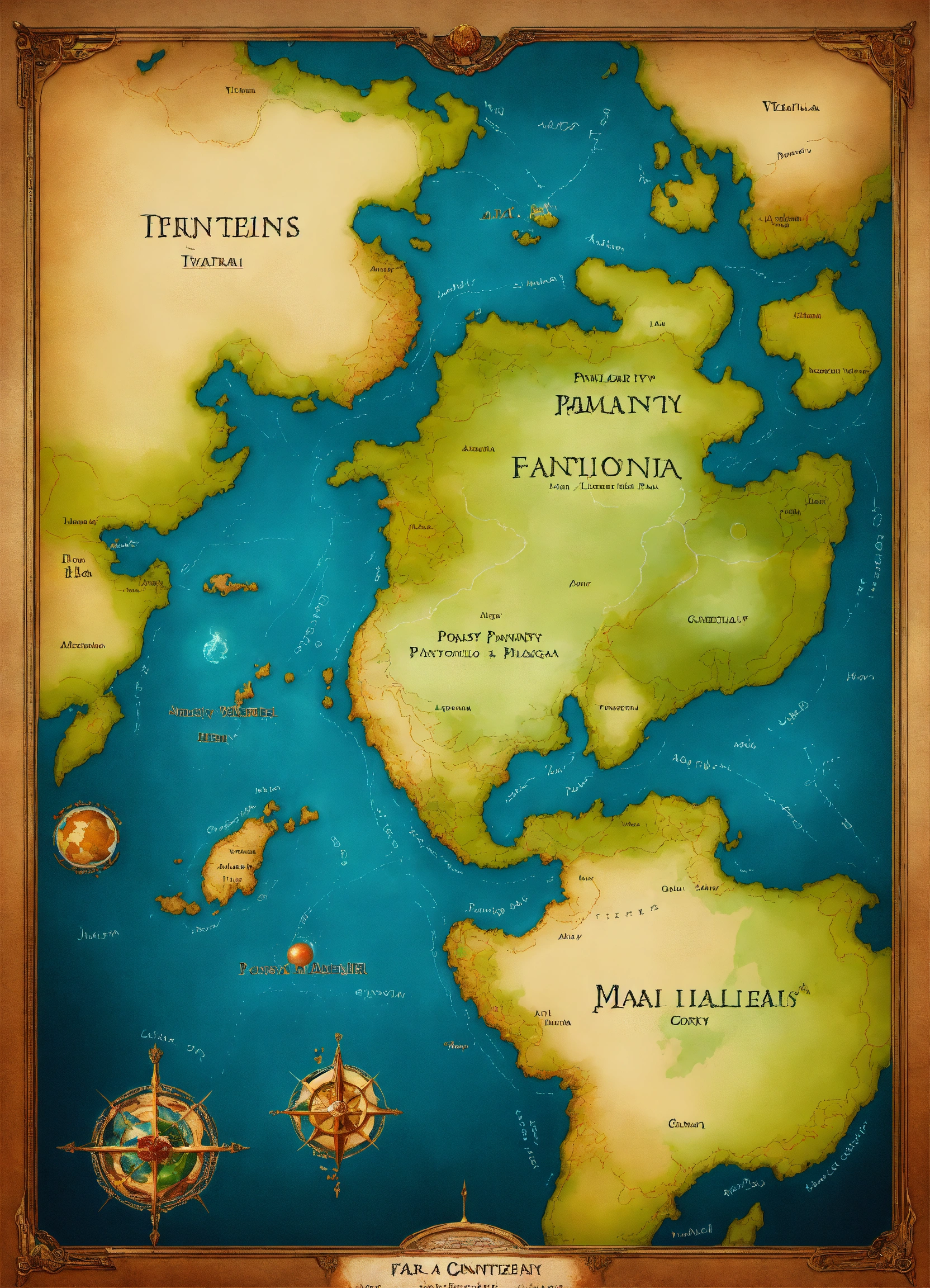 Lexica - Fantasy Planet map. 4 continents