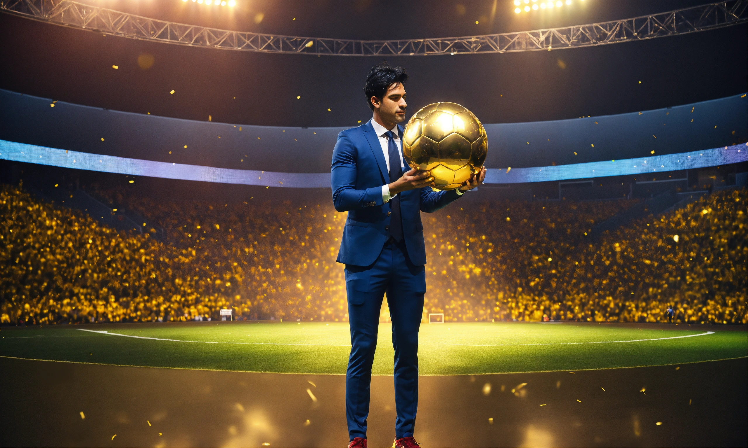 Lexica - Awarding the golden ball to the best football player, on stage ...