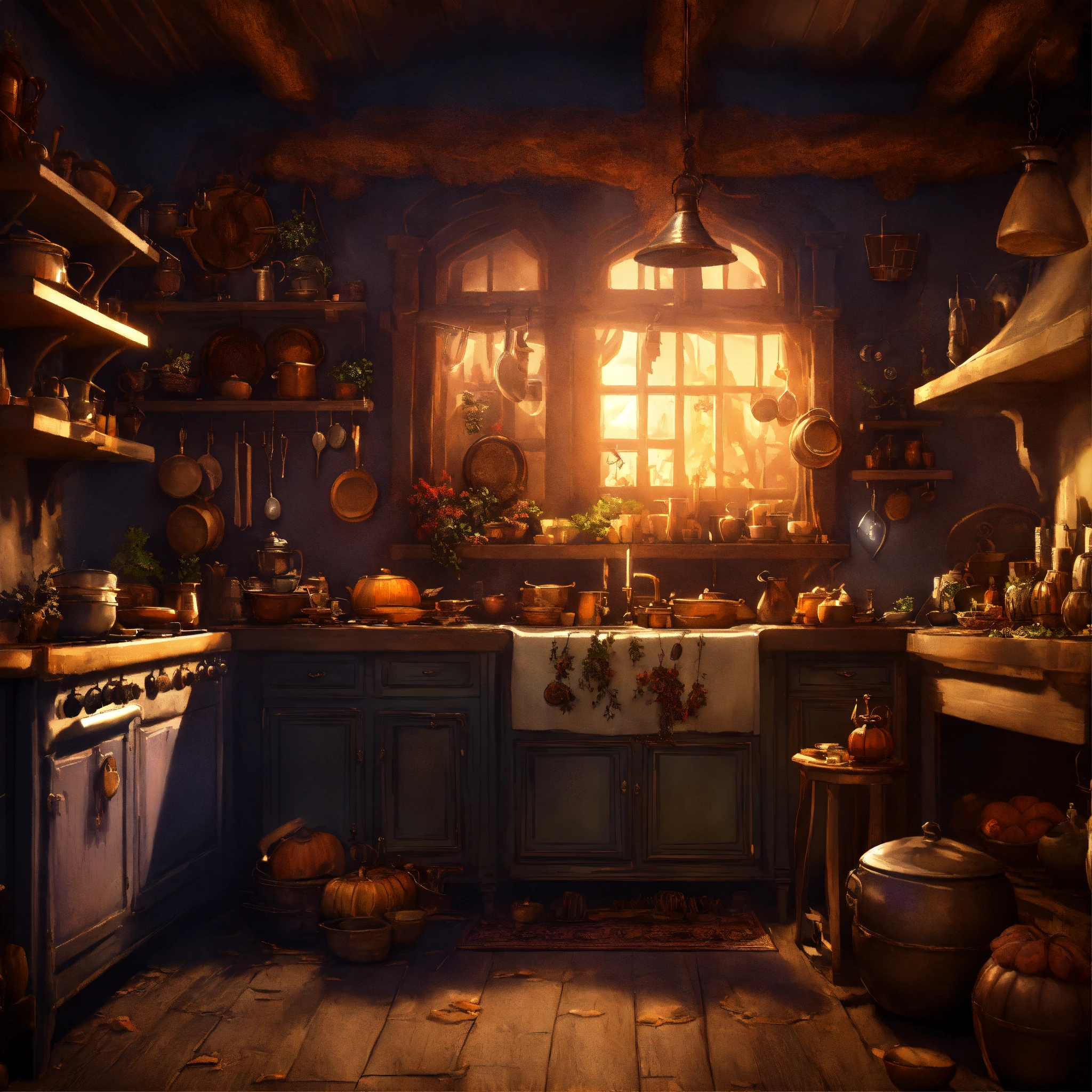 Lexica - Epic beautiful shot of a ultra detailed witch kitchen with a ...