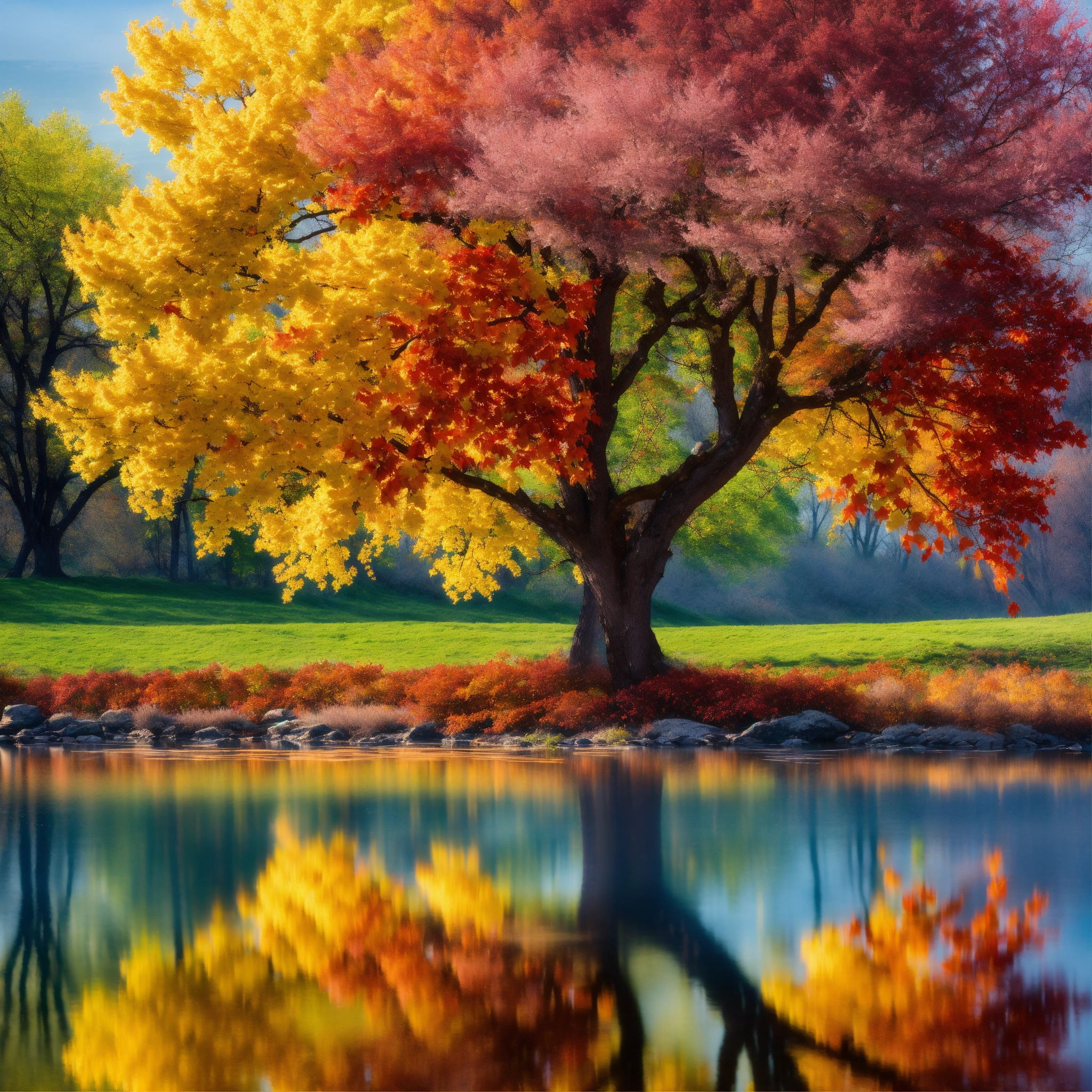 Lexica - "four distinct seasons" one gorgeous tree with colorful fall ...