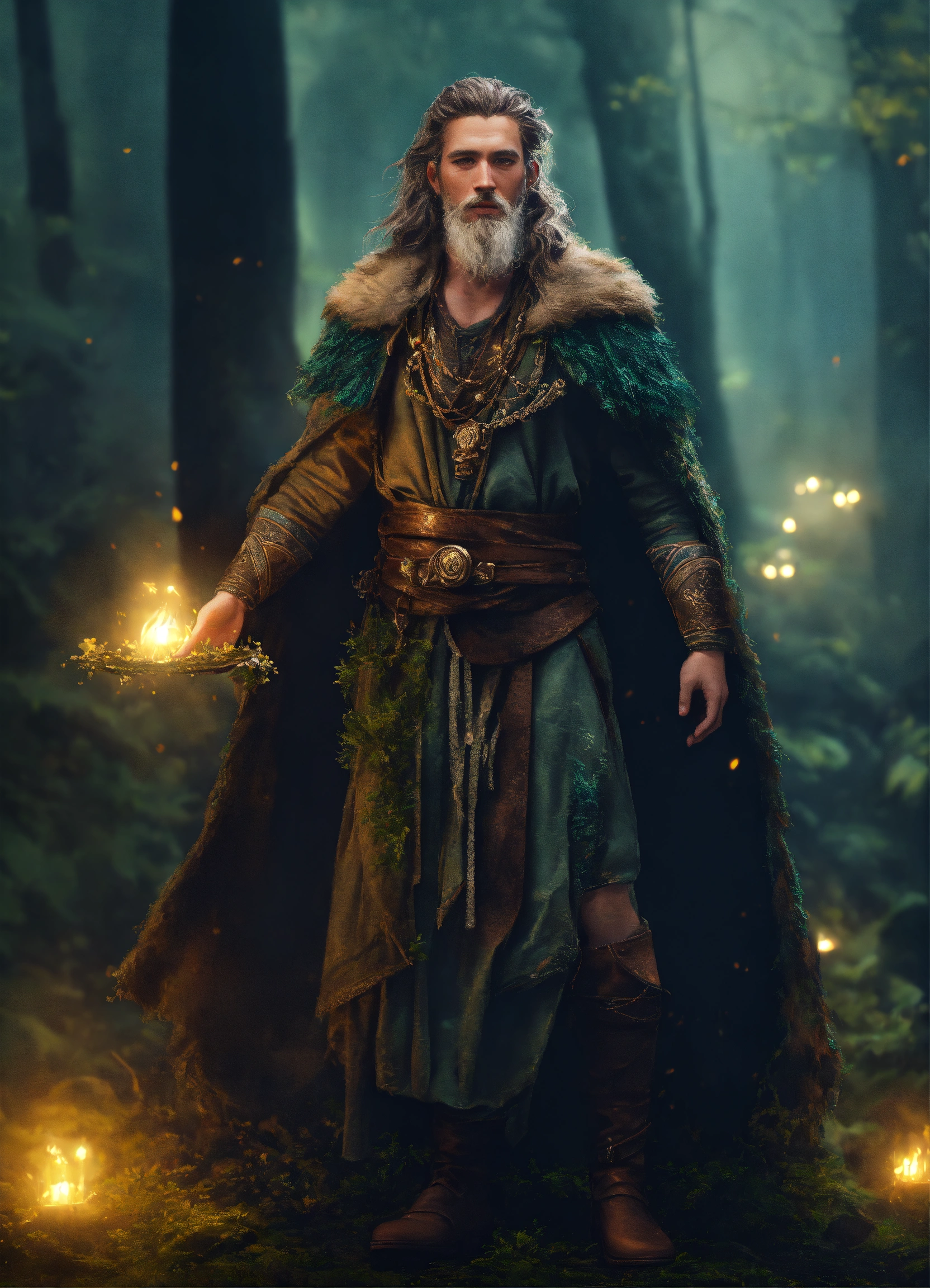 Lexica - A realistic full body portrait of a male druid, using powerful ...