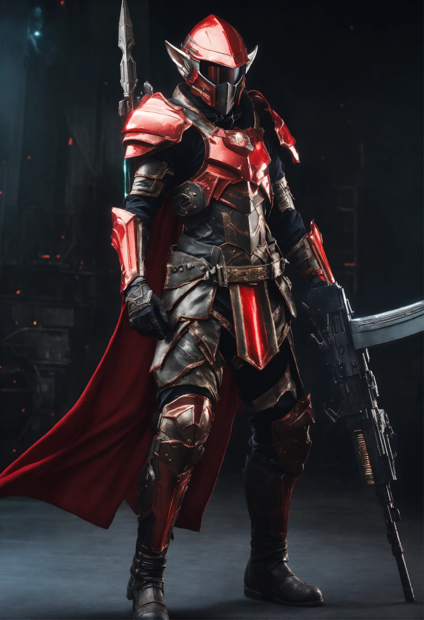 Lexica - Full body of a high elf sci fi soldier wearing heavy sci fi ...
