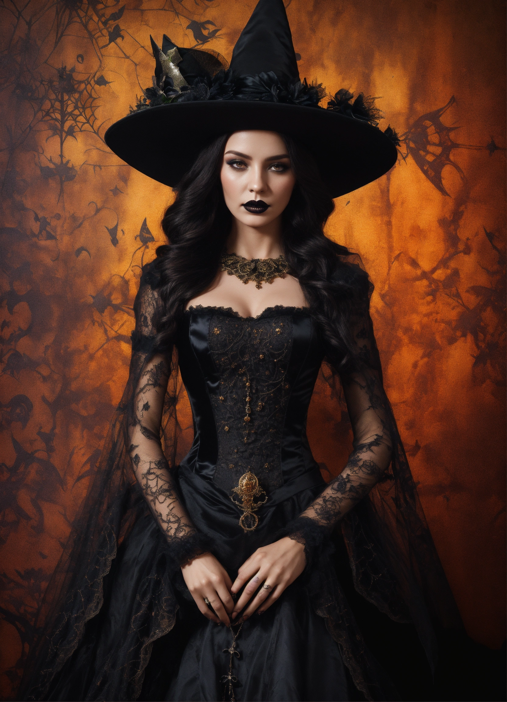 Lexica - Beautiful gothic 25 year old crowned witch queen in an elegant ...