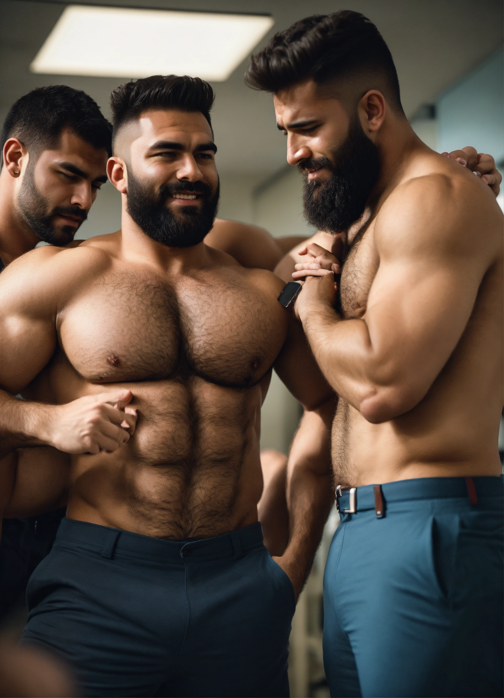 Lexica - Group of burly hairy manly ethnic men ogling each other's ...
