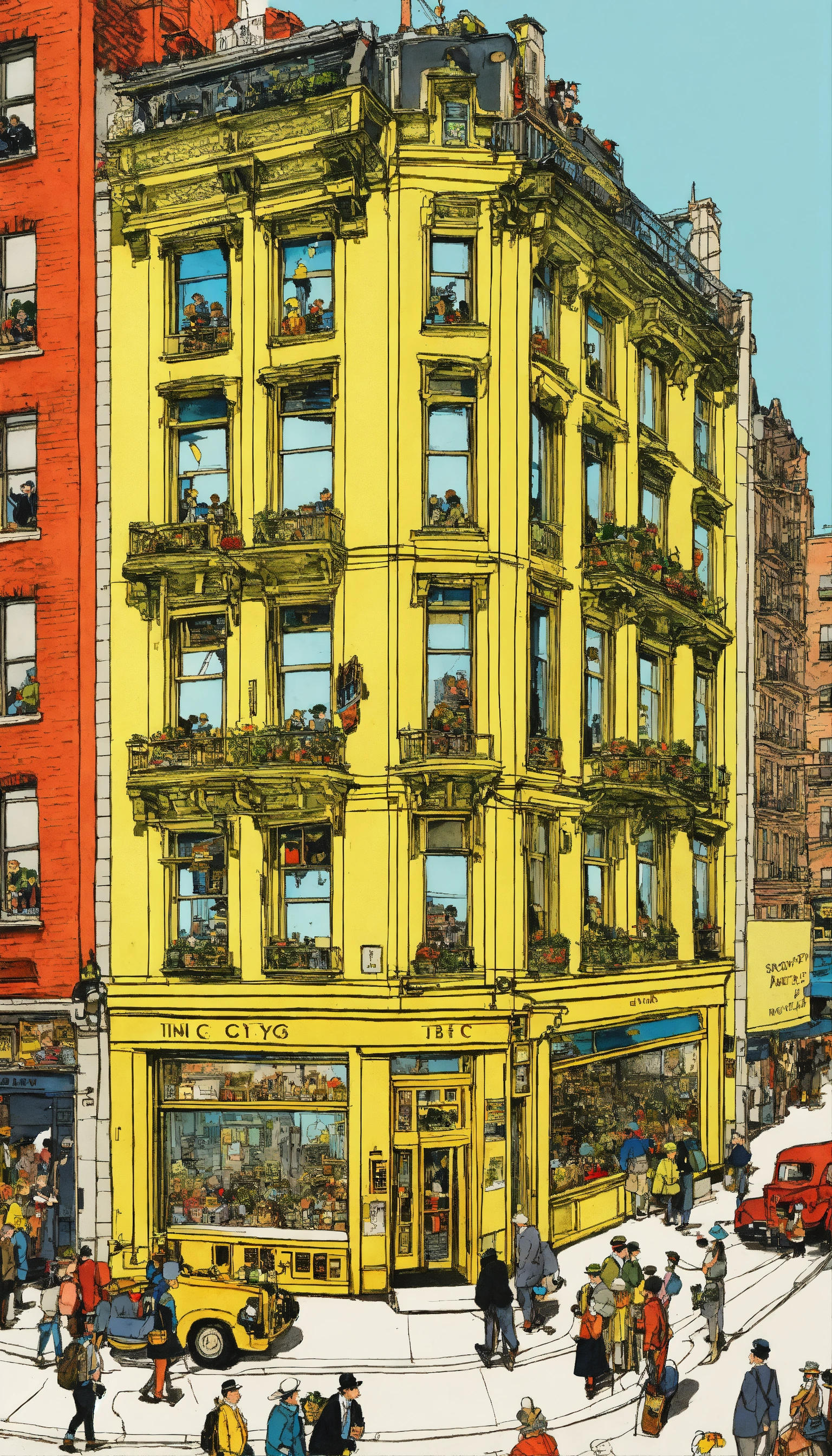 Lexica - Detailed pen and ink illustration of a building in NYC, by ...