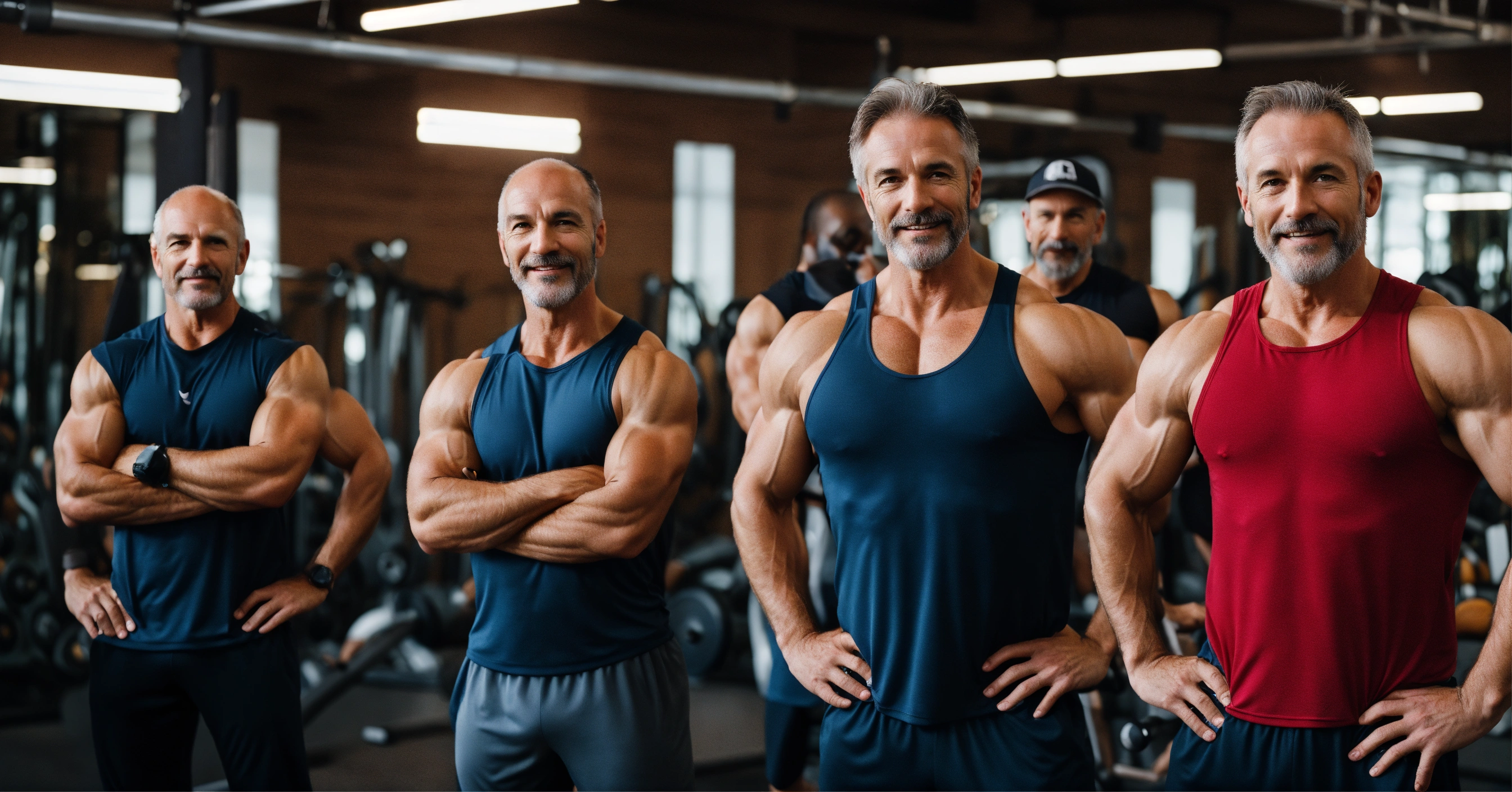 Lexica - Group of diverse middle age men, fitness context, health focus ...