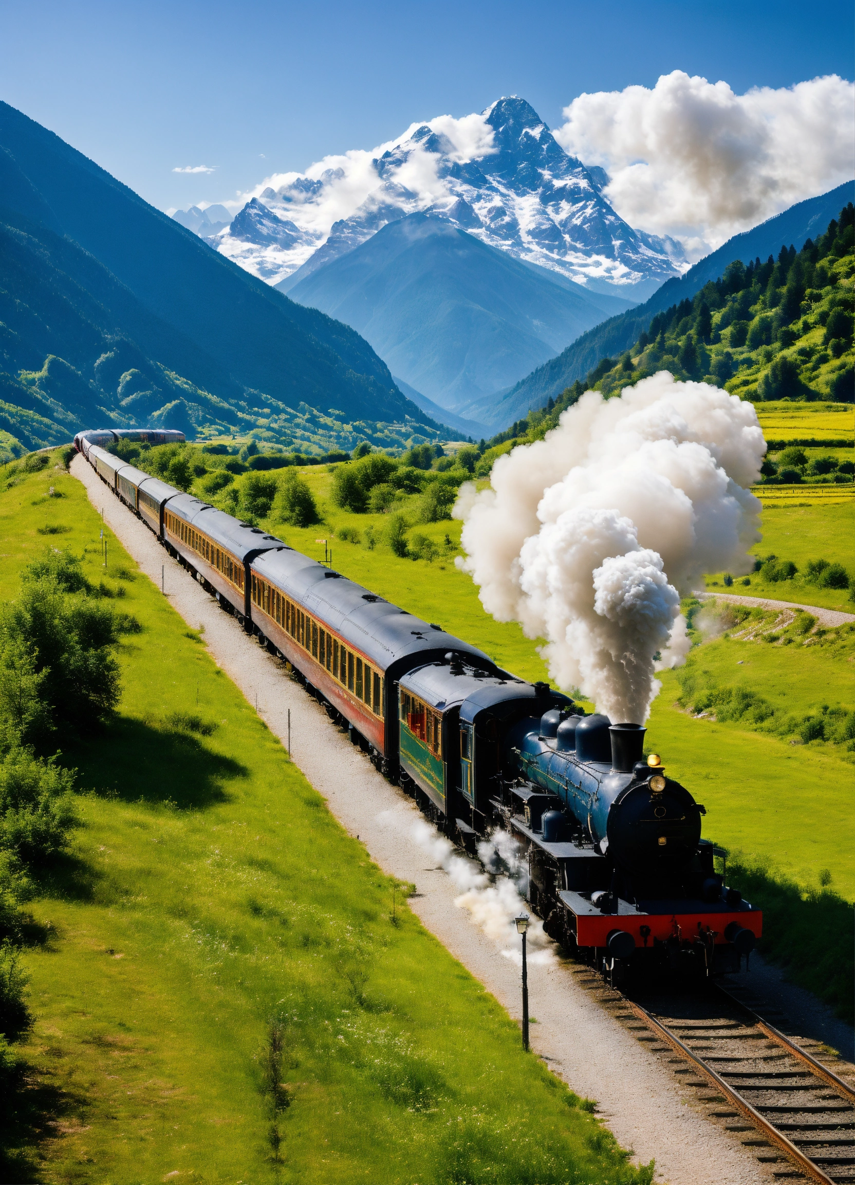 Lexica - The orient express train moving at speed on the track on a ...