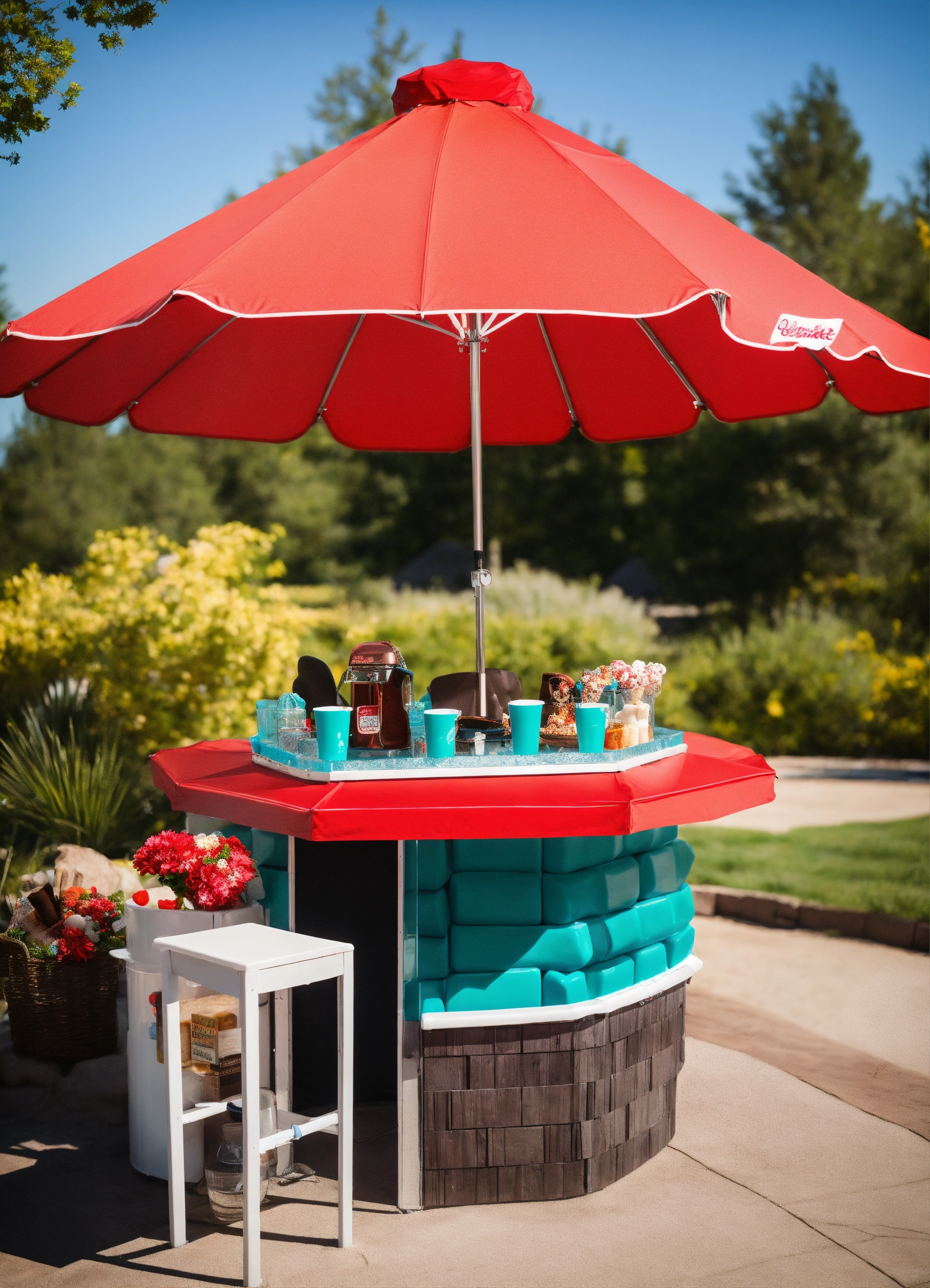 Lexica - Elegant teal ice igloo booth to sell smores outdoor with a red ...