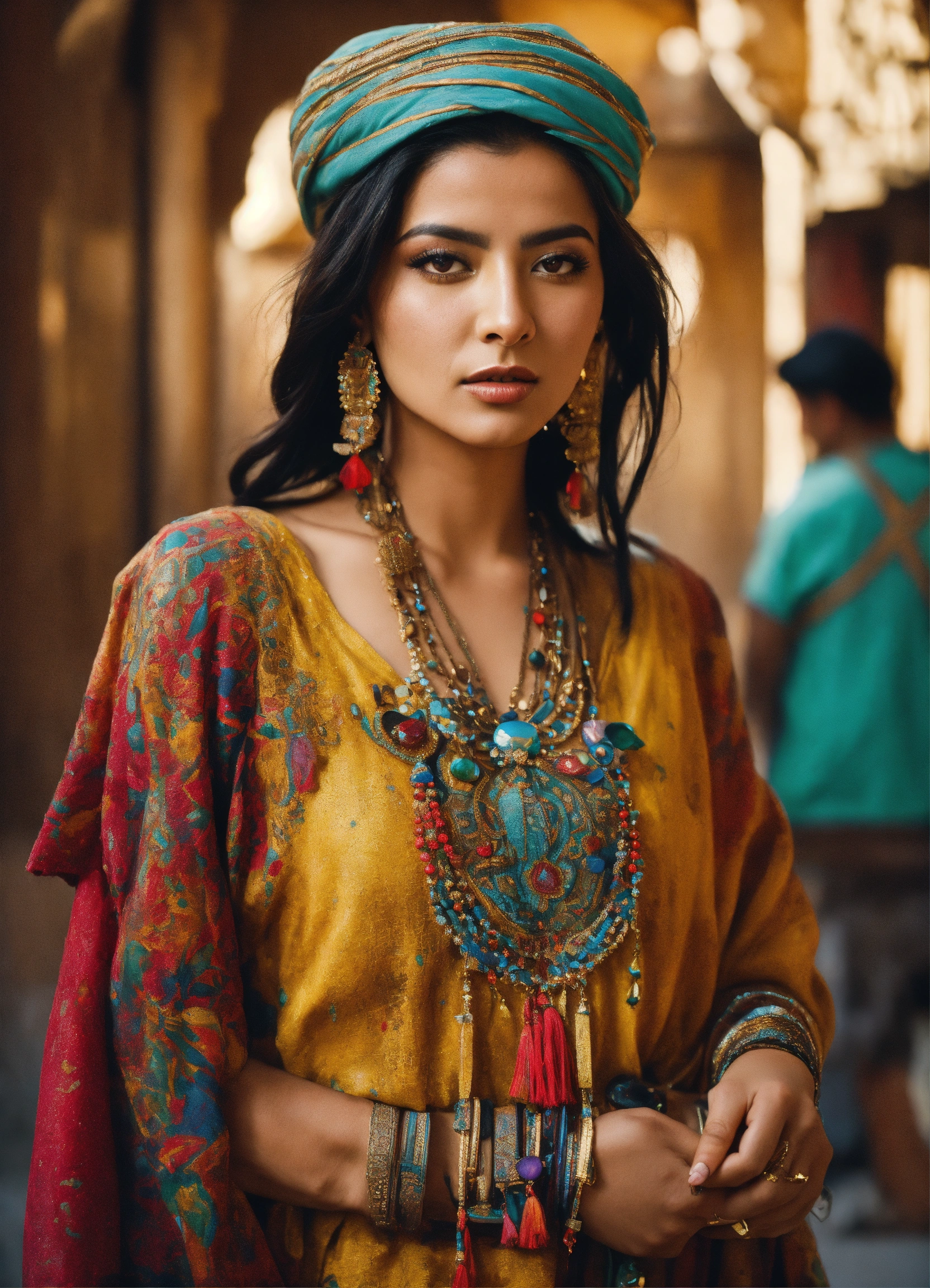 Lexica - A painting style oil color of "Moroccan's Dounia Boutazout" in ...