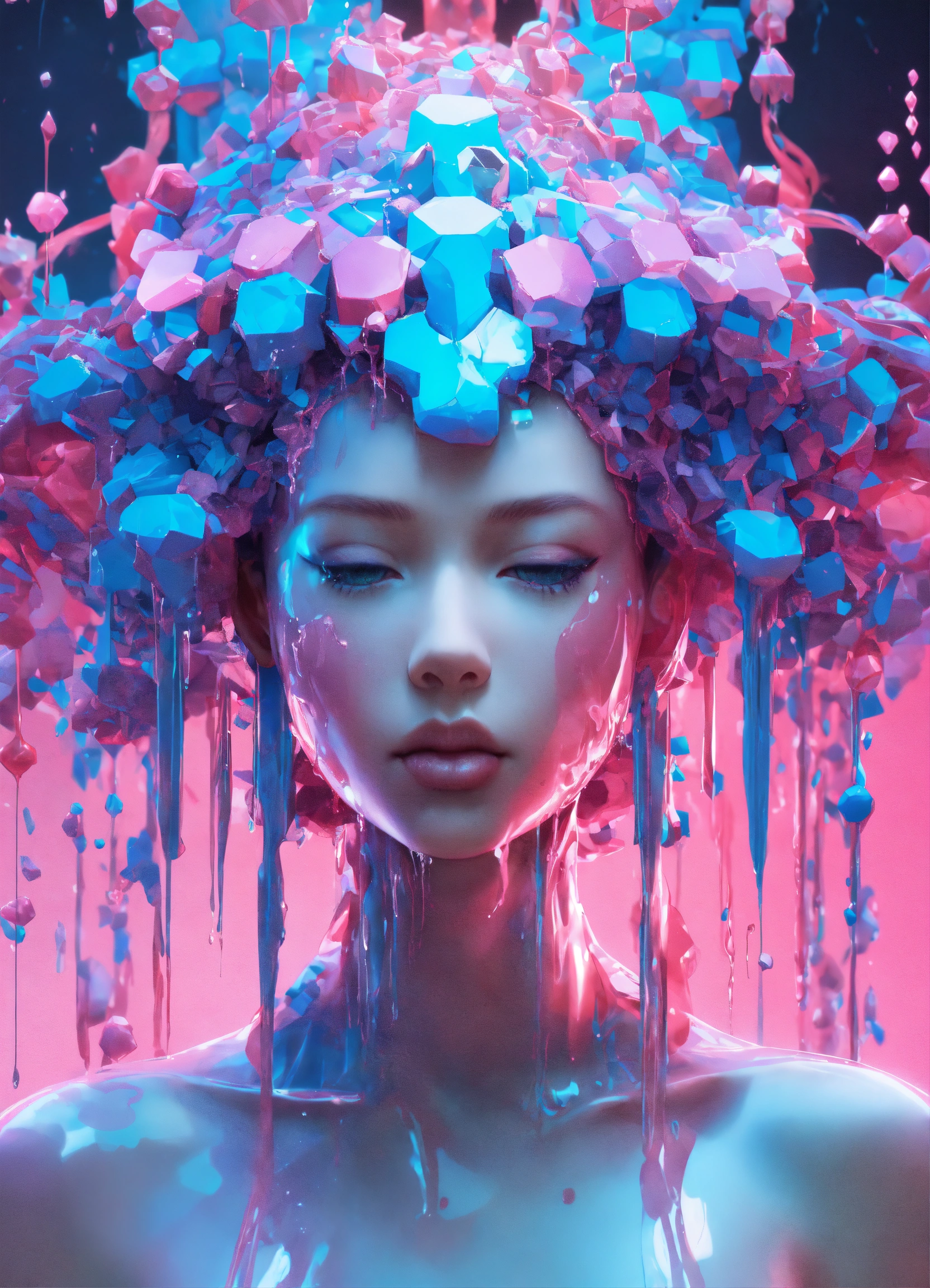 Lexica - Epic 3 d abstract sculpture, perlin mesh liquid headdress, 2 0 ...