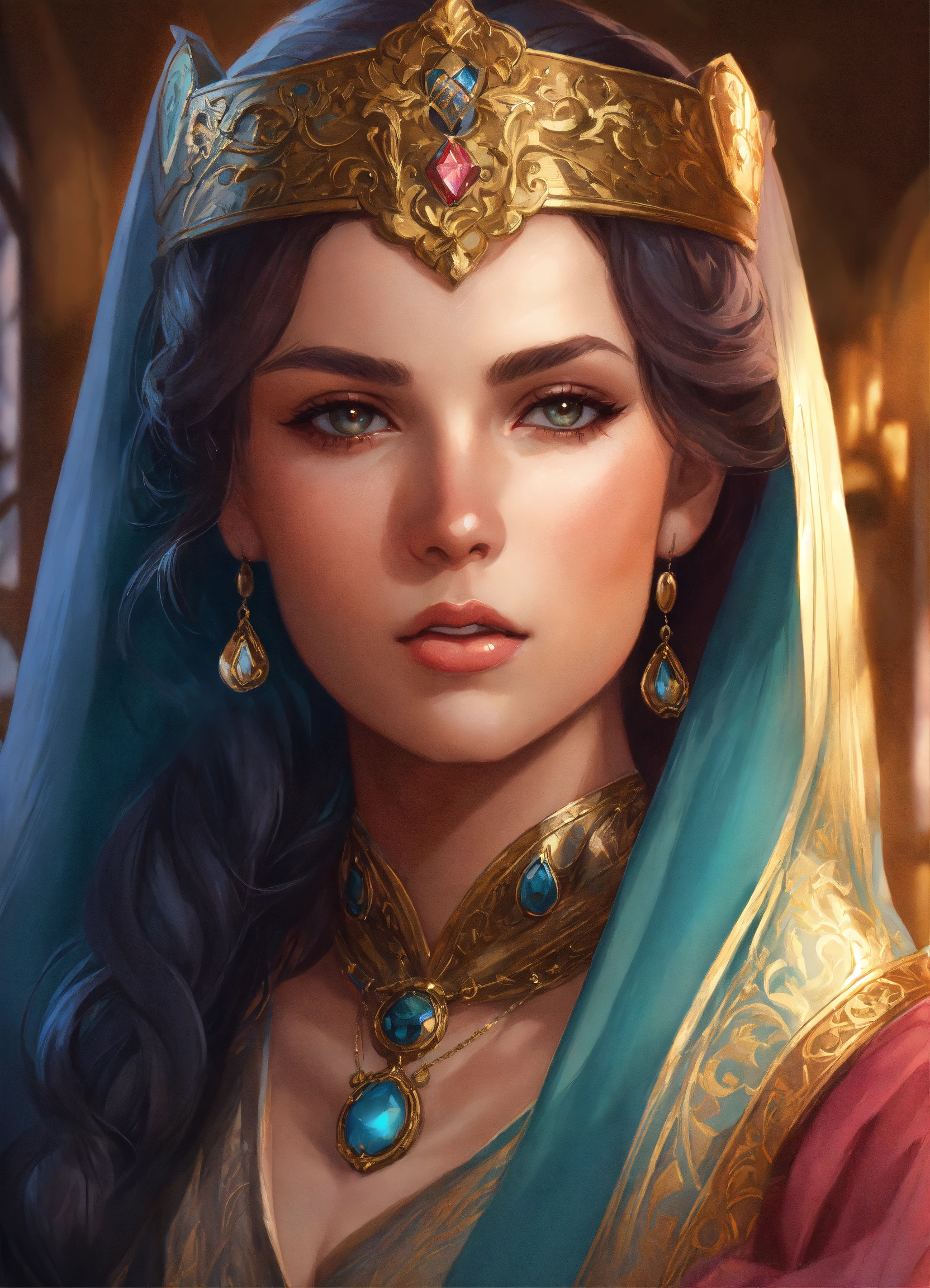 Lexica - A medieval noble royal lady, d & d, fantasy, portrait, highly ...