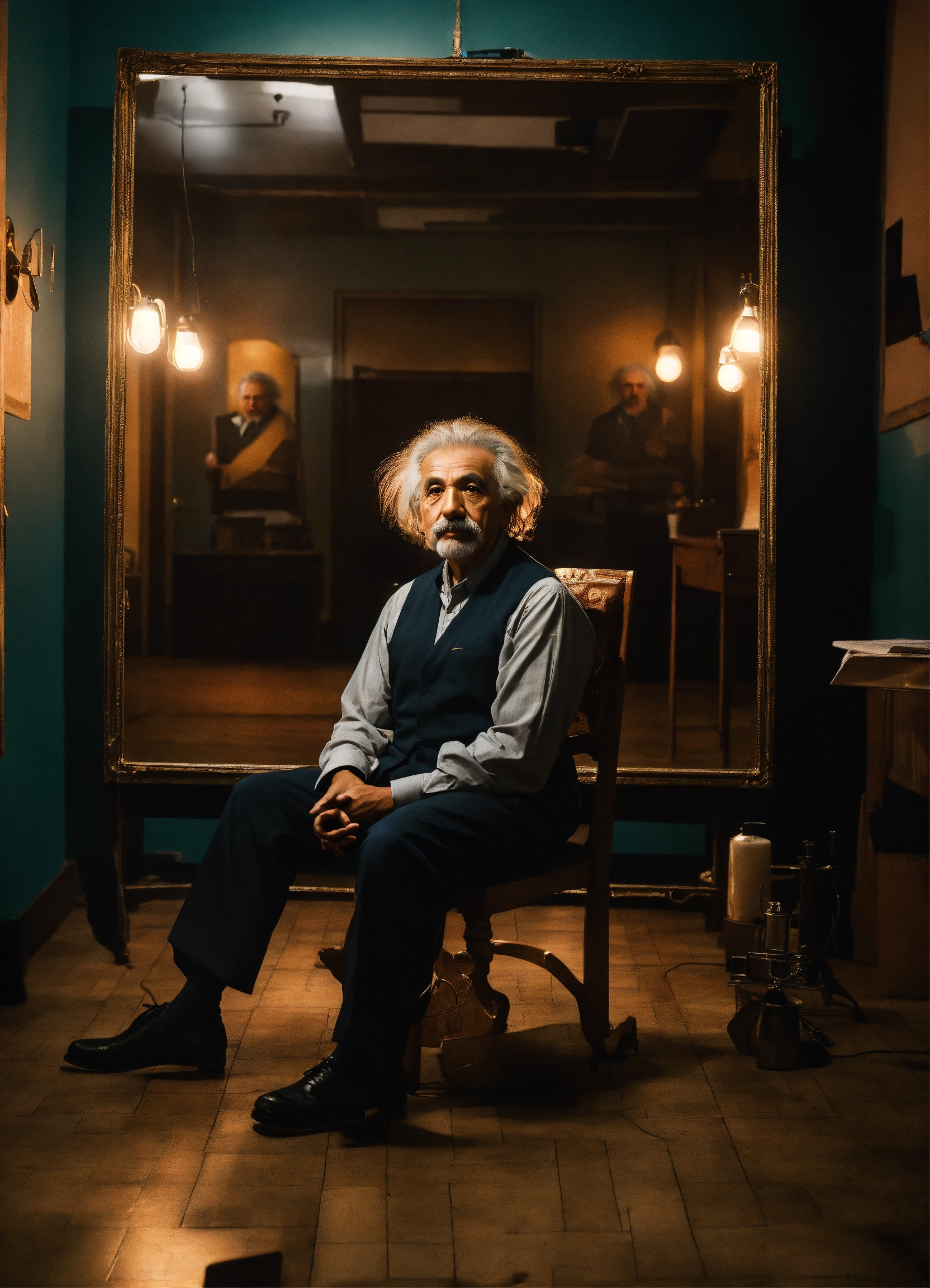 Lexica - A man sitting on a chair in a room, a character portrait ...