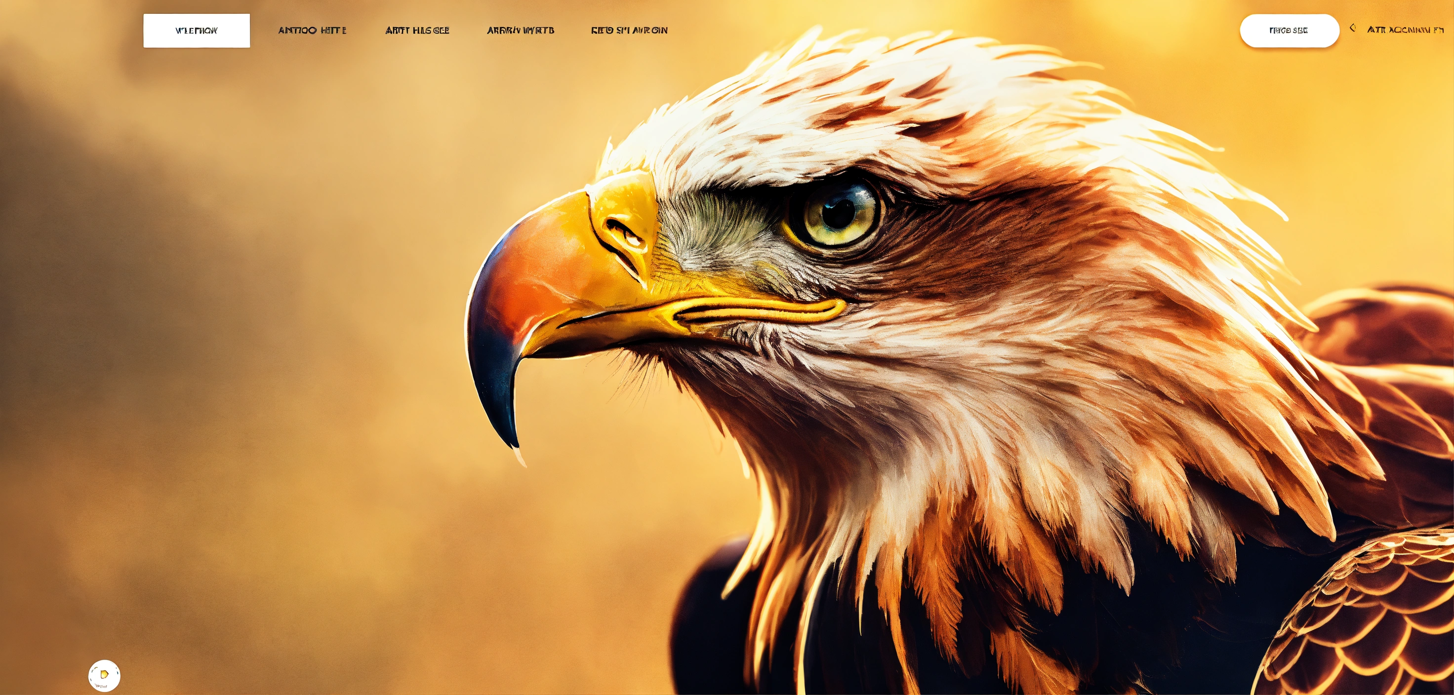 Lexica - Beautiful landing page website design of an art eagle hero section, ui ux