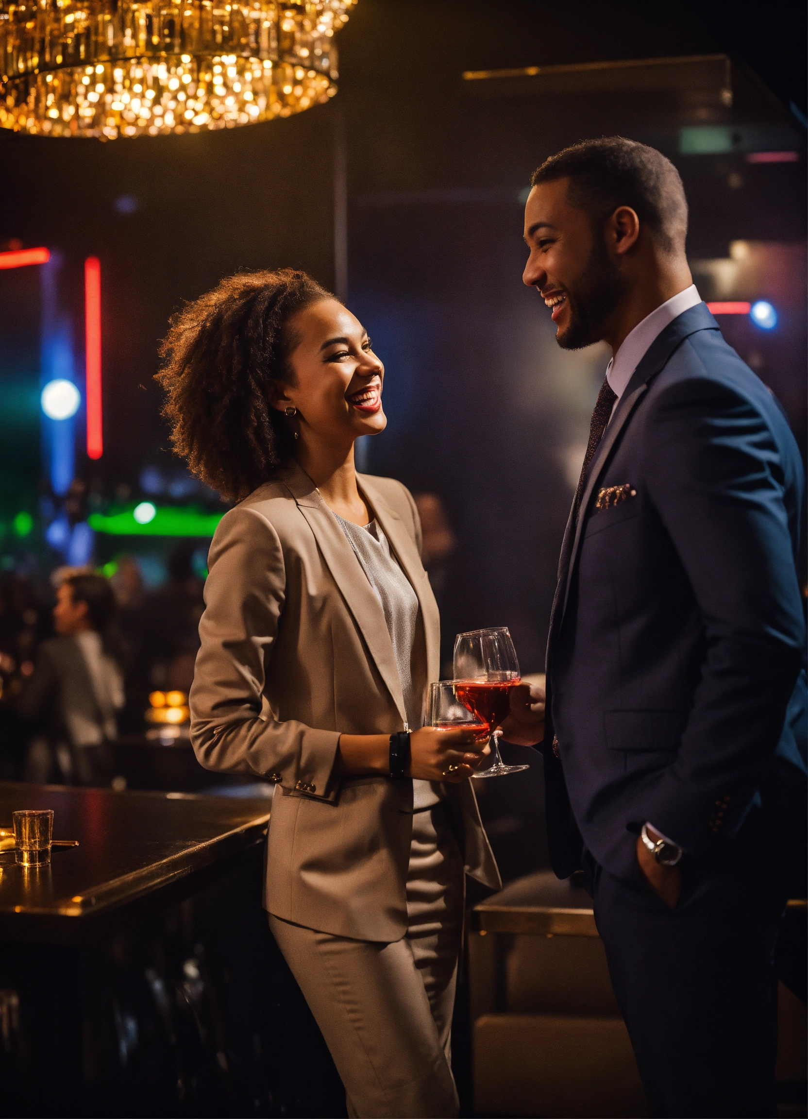 Lexica - Mixed race business professionals in a dark nightclub setting ...