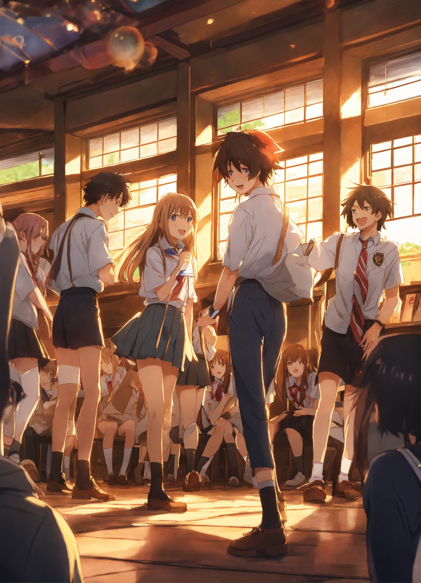 Lexica - Anime scene featuring high school students having fun with ...