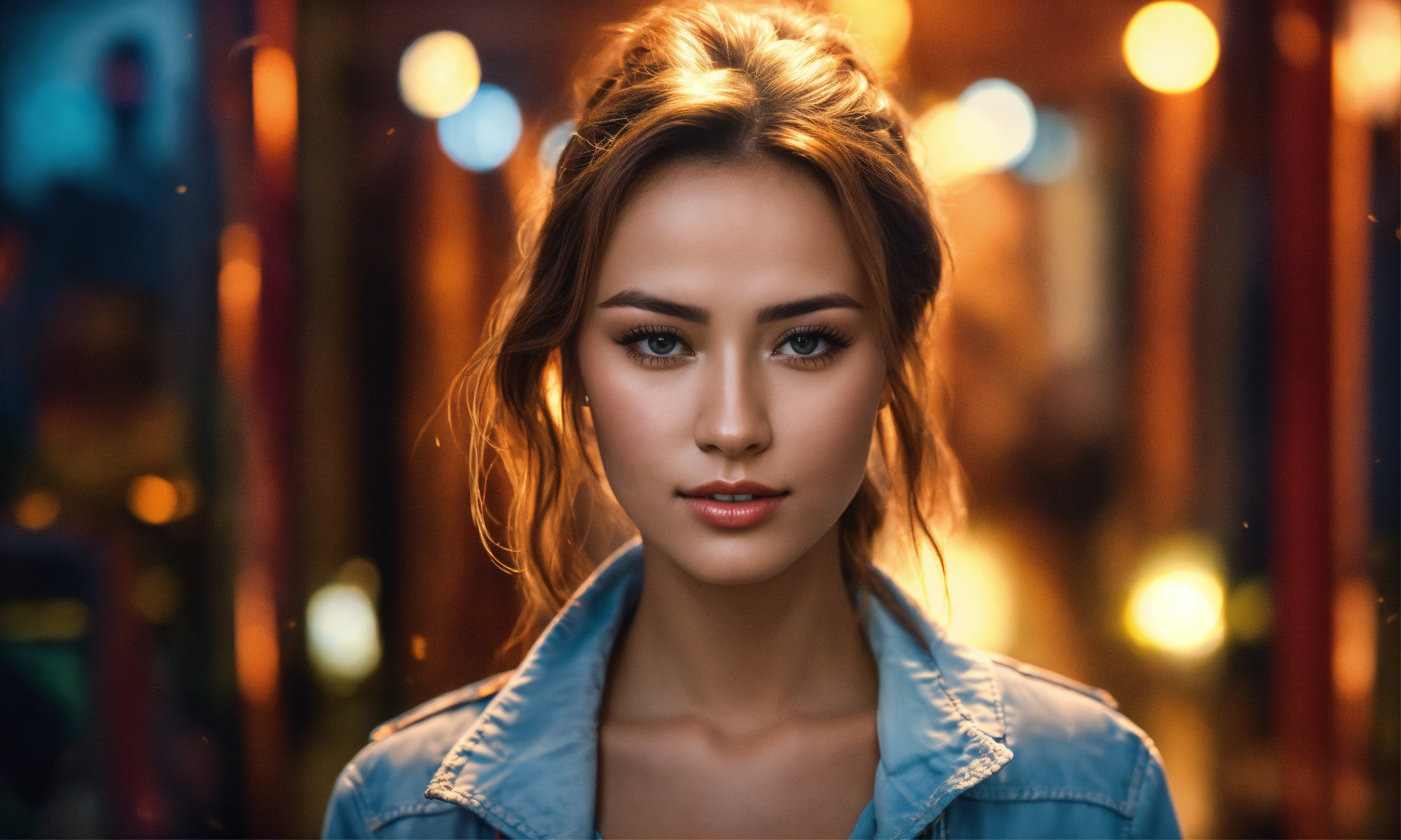 Lexica - A realistic beautiful woman with a bright light in her forehead