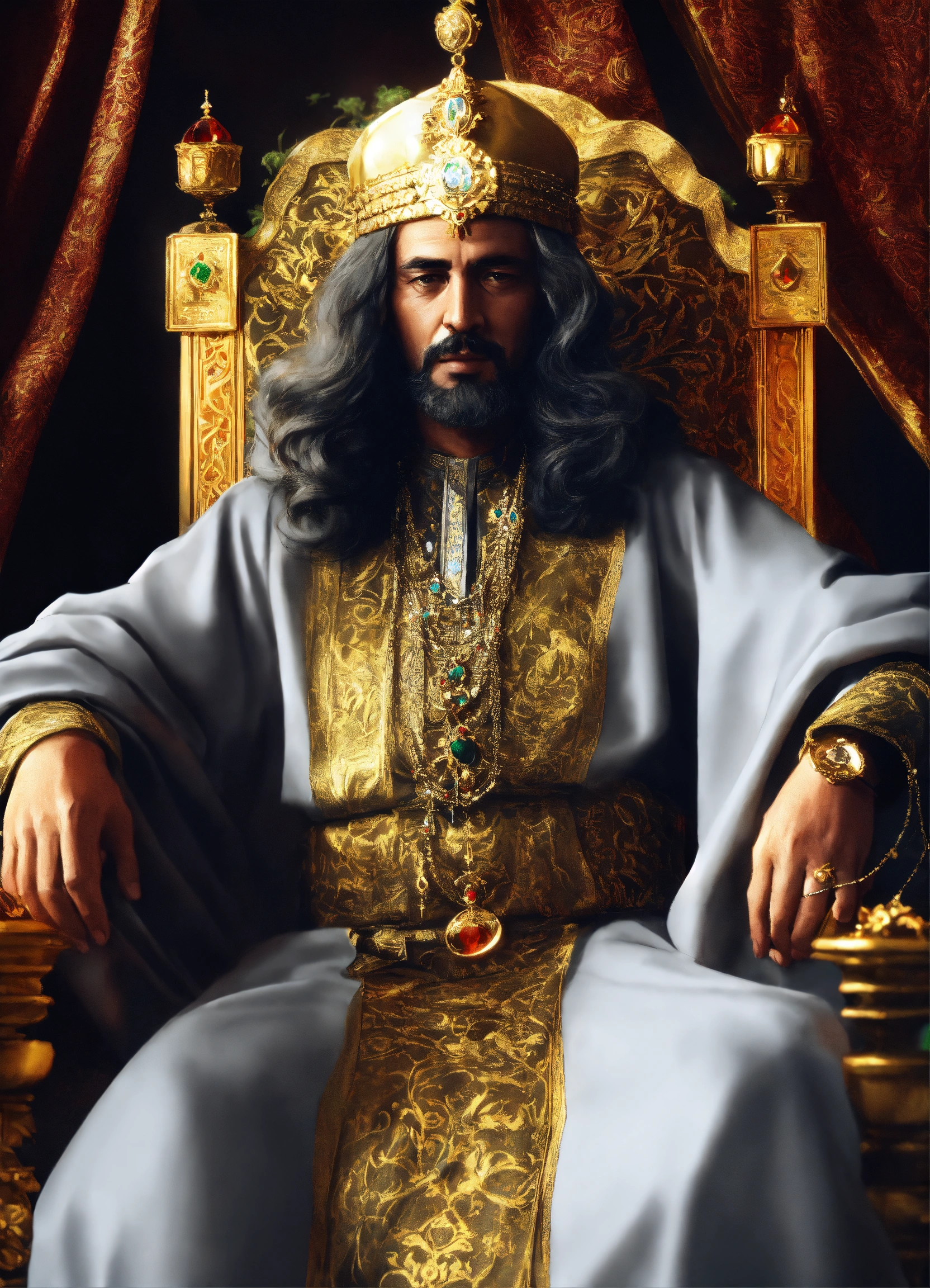 Lexica - Arabic old sultan, throne, jewels, gold, luxurius robes and ...