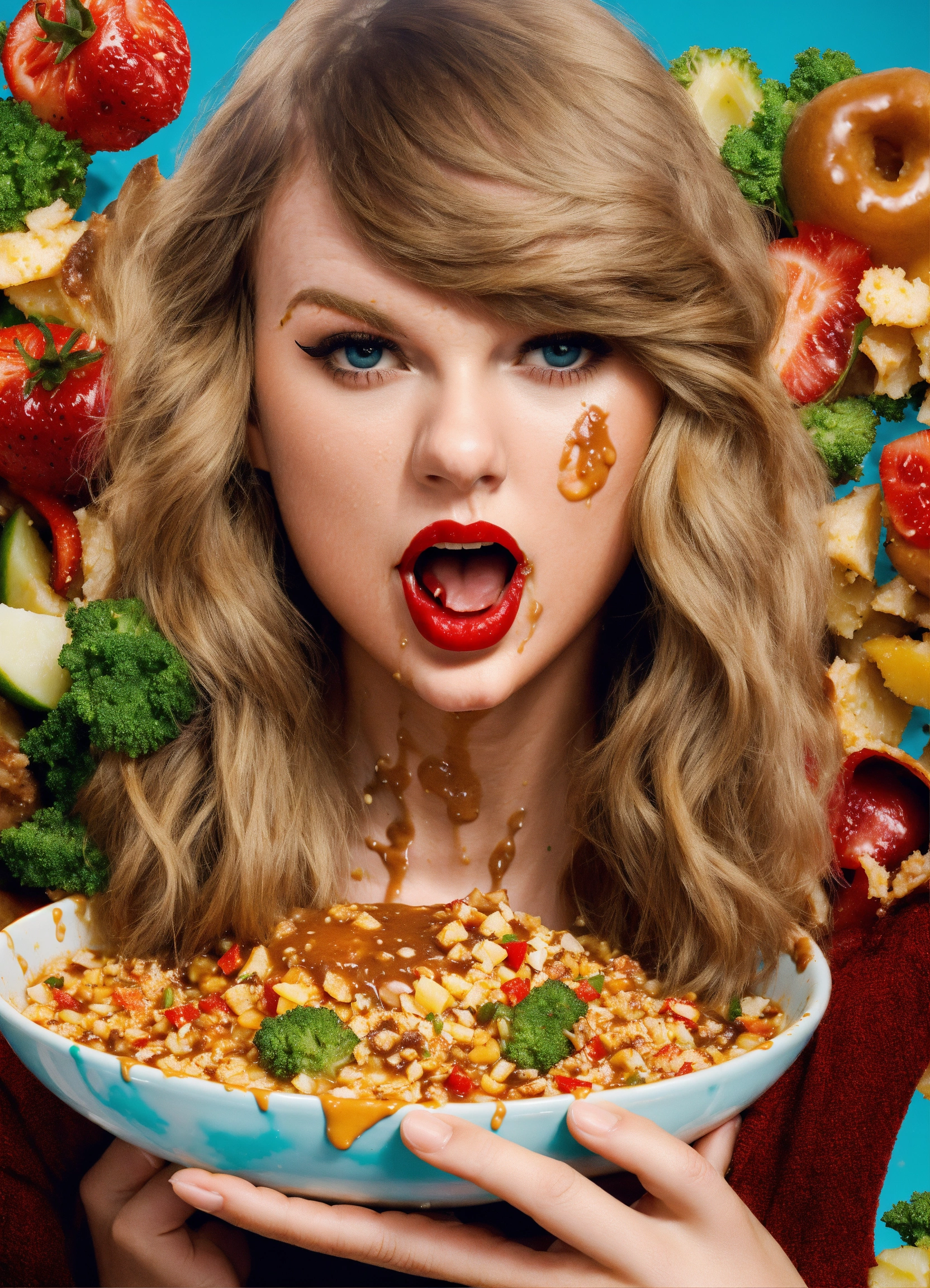 Lexica - Photo realistic shot of taylor swift eating a disgusting pile ...