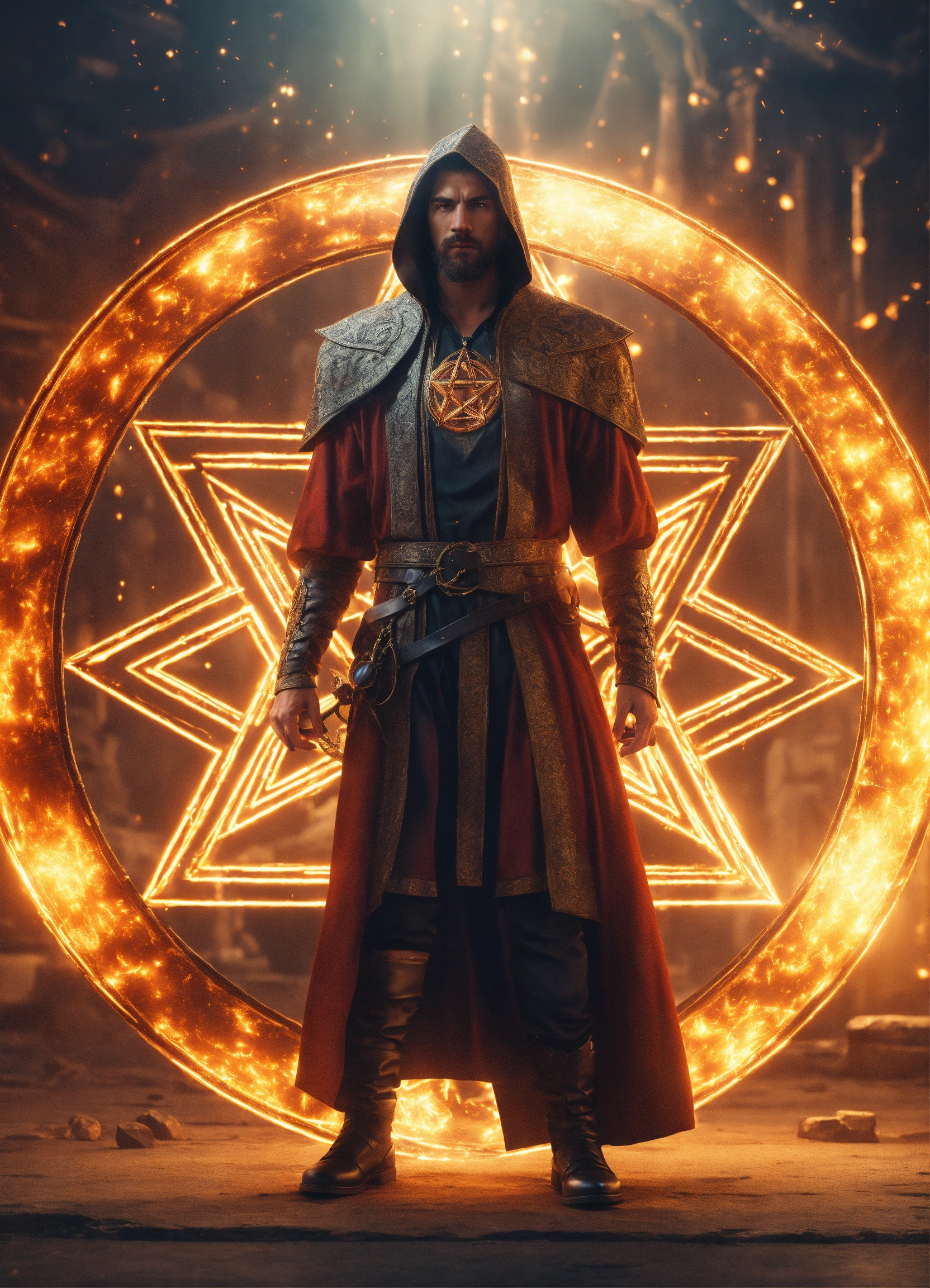 Lexica - A realistic full body portrait of a powerful male magus ...