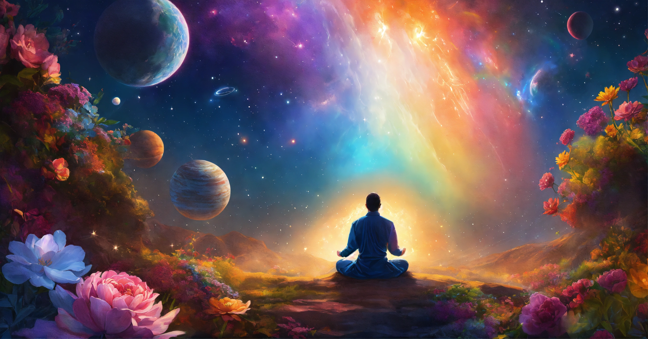 Lexica - Digital painting of praying hands, in space, meditation ...